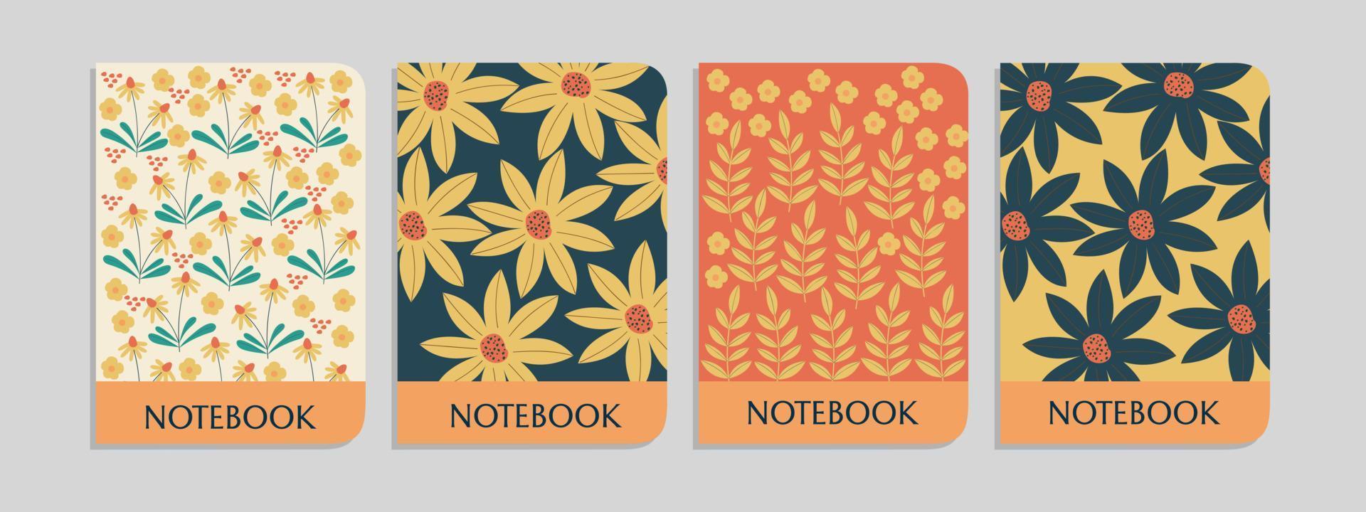 Set Of Botanical Notebook Cover Templates With Cute And Pretty Patterns Set Of Botanical Notebook Cover Templates With Cute And Pretty Patterns