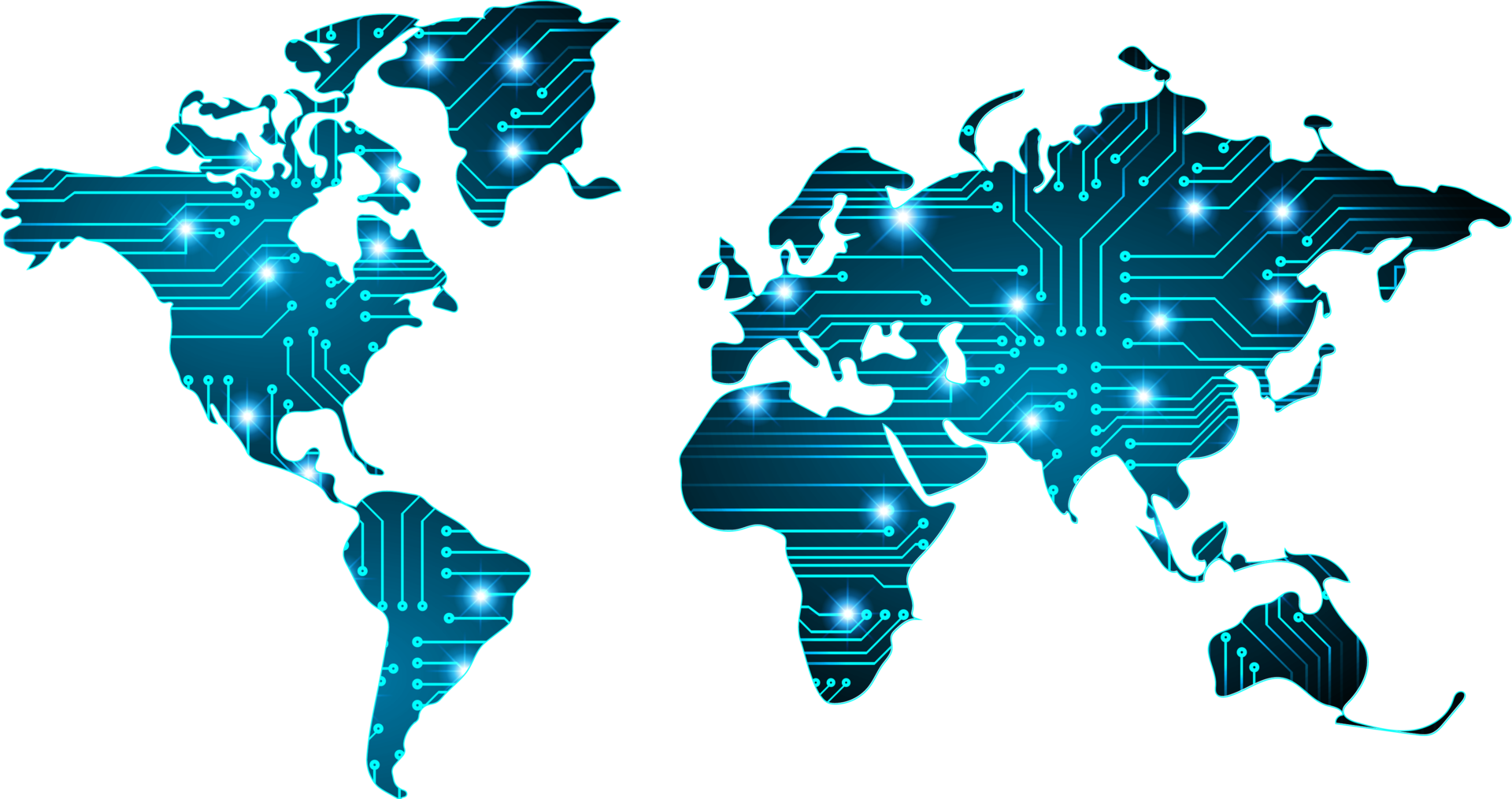 Blue technology world map cutout 13471548 PNG