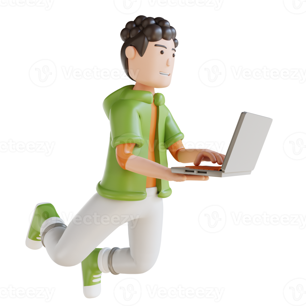 3D illustration business man flying holding laptop 13473489 PNG 3D illustration business man flying holding laptop 13473489 PNG