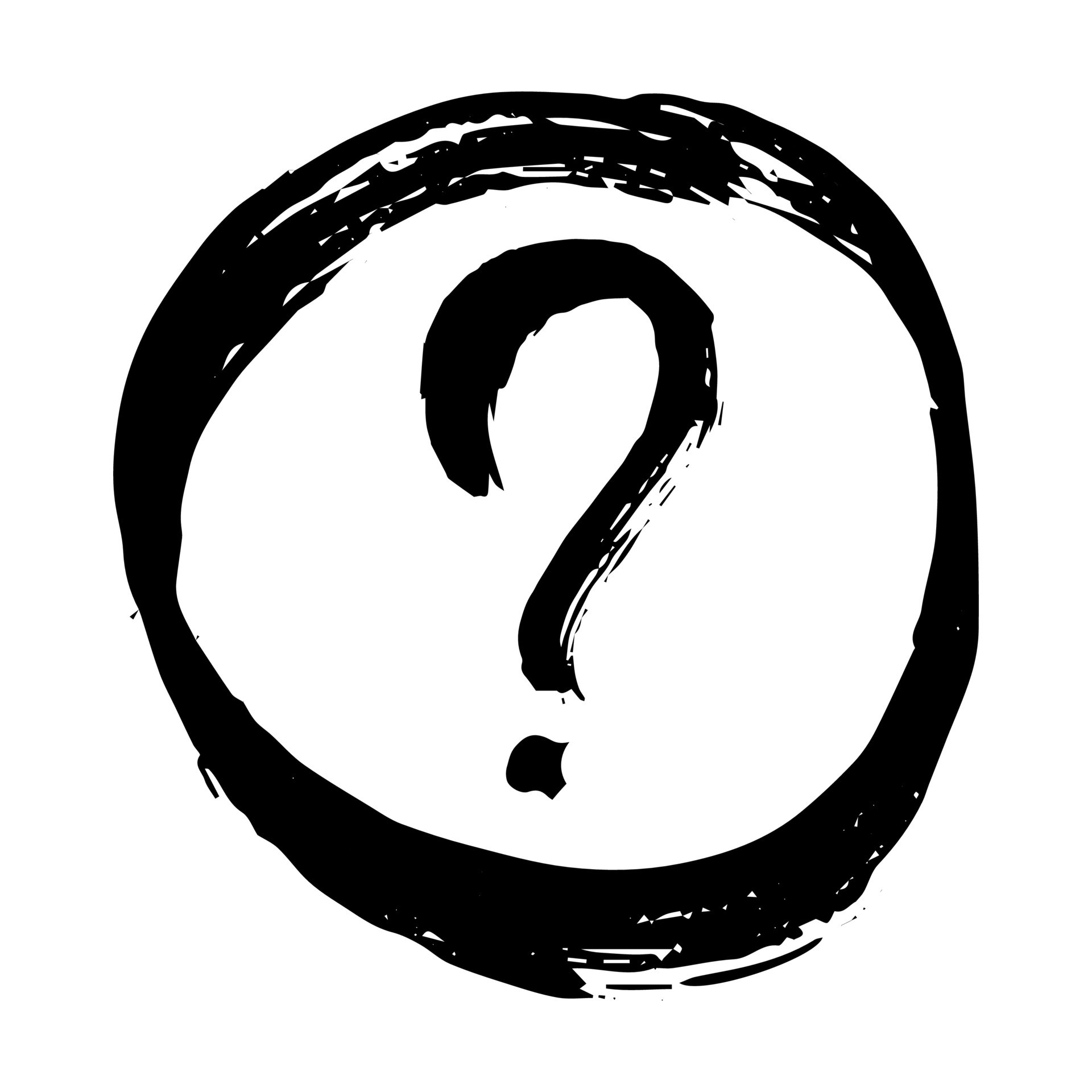 Hand drawn ink question mark illustration in sketch style. Single ...