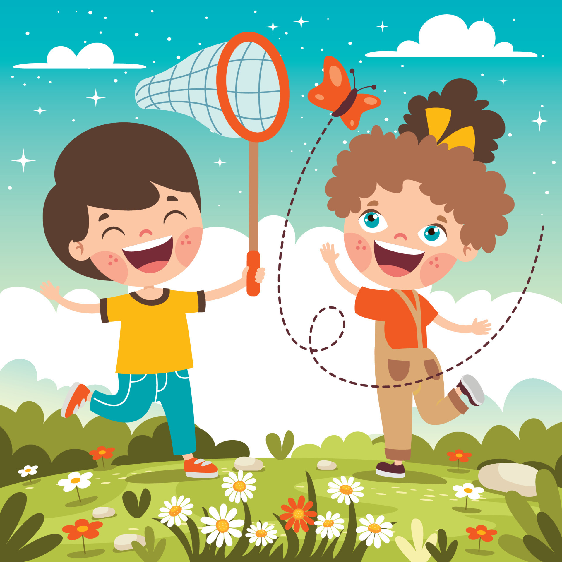 temporada de primavera con niños de dibujos animados 13474106 Vector en ... temporada de primavera con niños de dibujos animados 13474106 Vector en ...