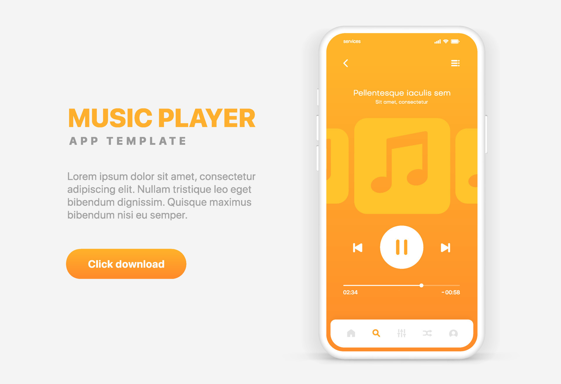 Web mobile application interface for music player application for ... Web mobile application interface for music player application for ...