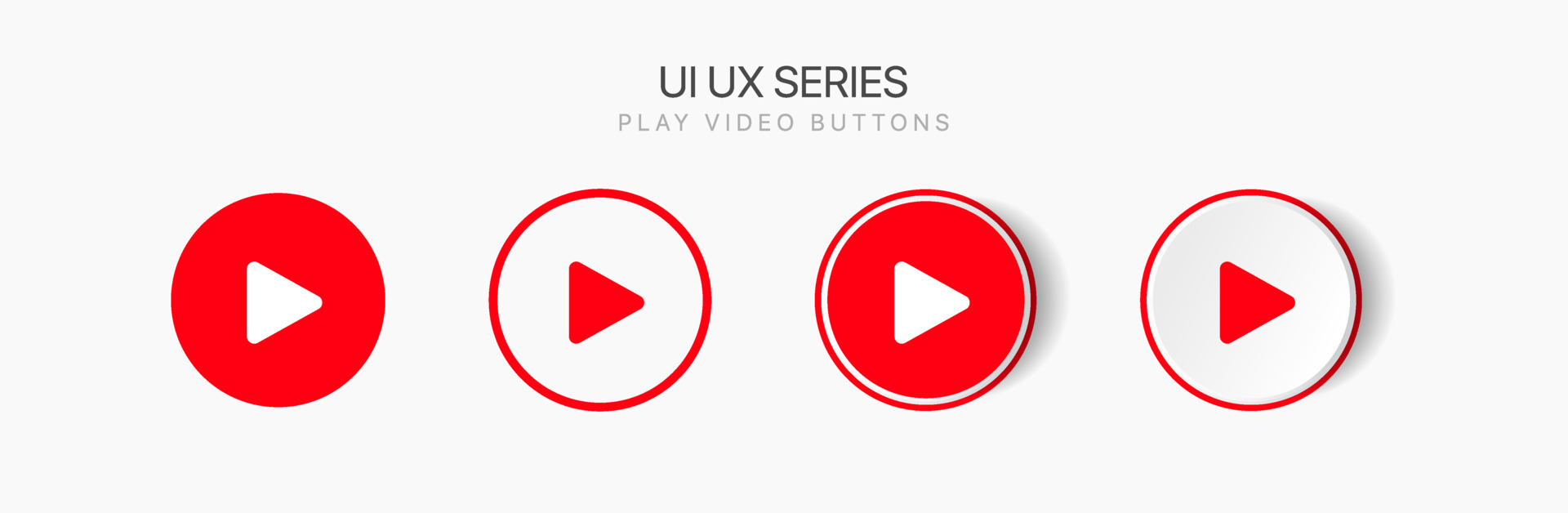 Flat Style Red Play Button Icon Start Sign Play Music Or Sound Vector