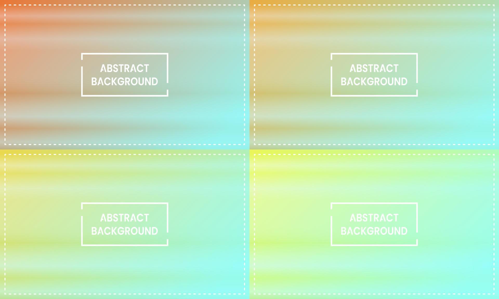 Four Sets Of Pastel Blue Gradient Abstract Background With Horizontal Shine And Frame Modern