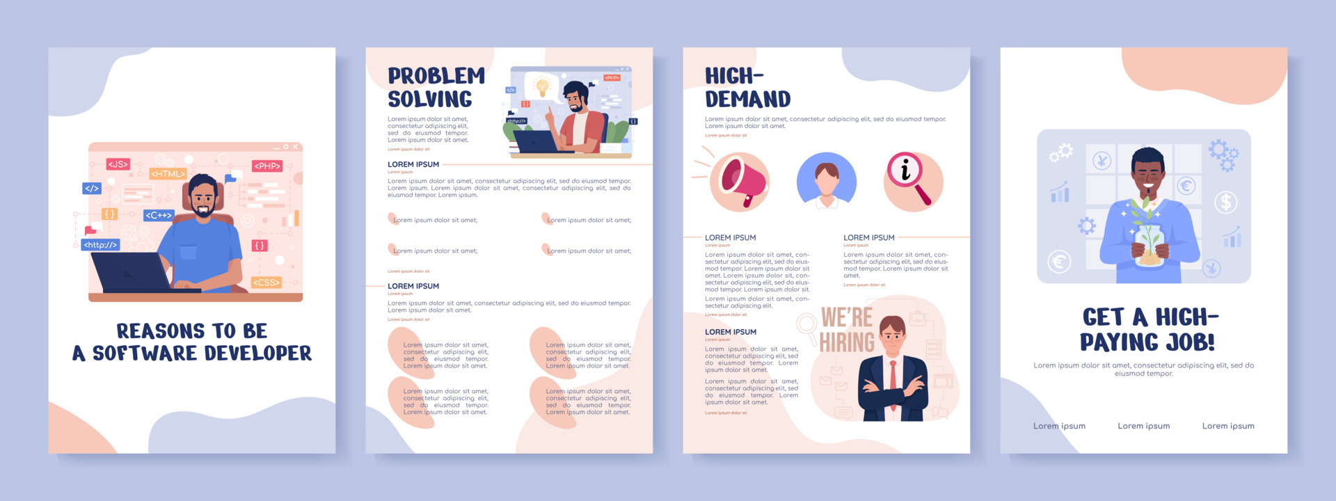 Reasons To Be Software Developer Flat Vector Brochure Template Booklet Leaflet Printable Flat