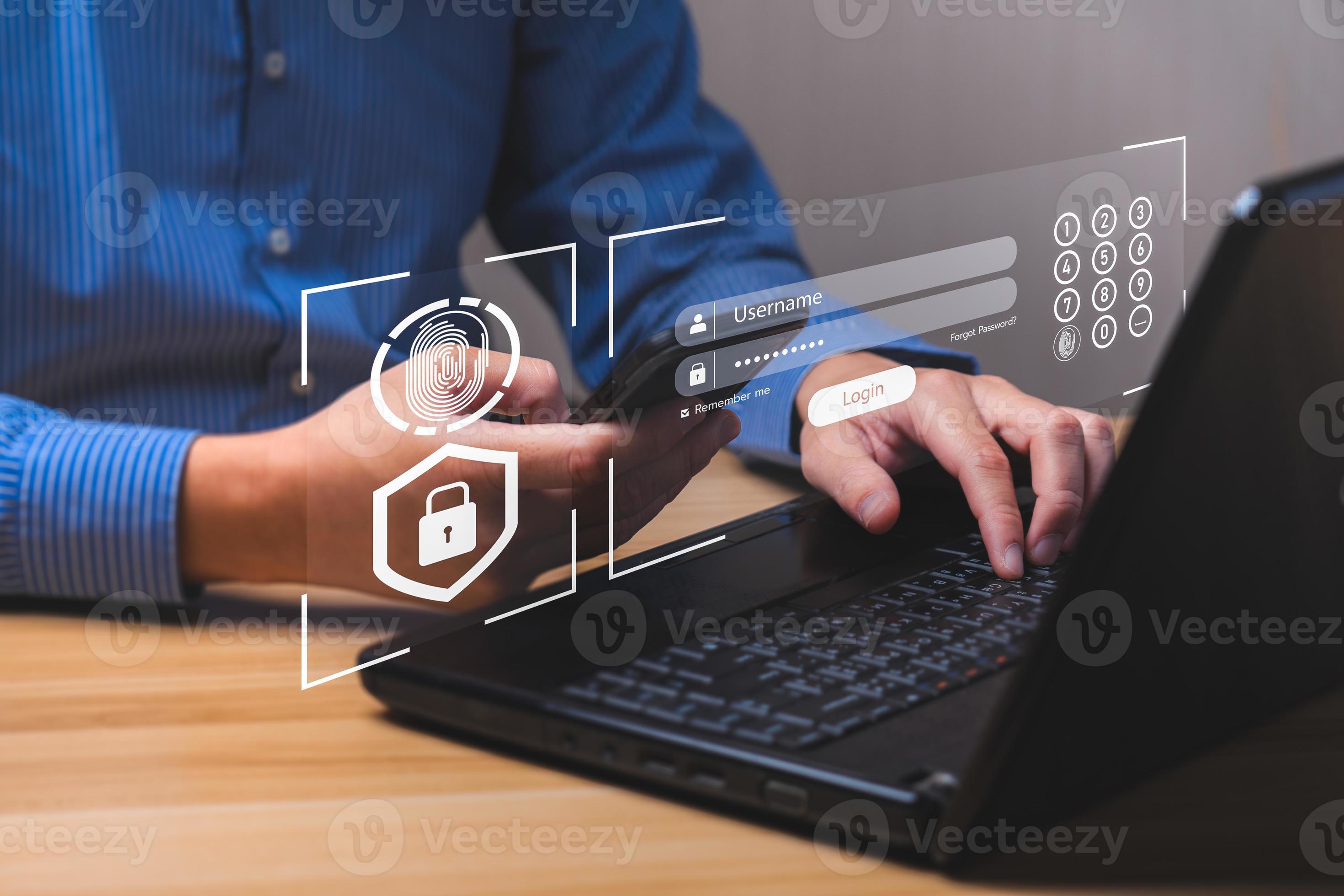 Concepto De Inicio De Sesión Cibernético Y Contraseña Con Un Teléfono