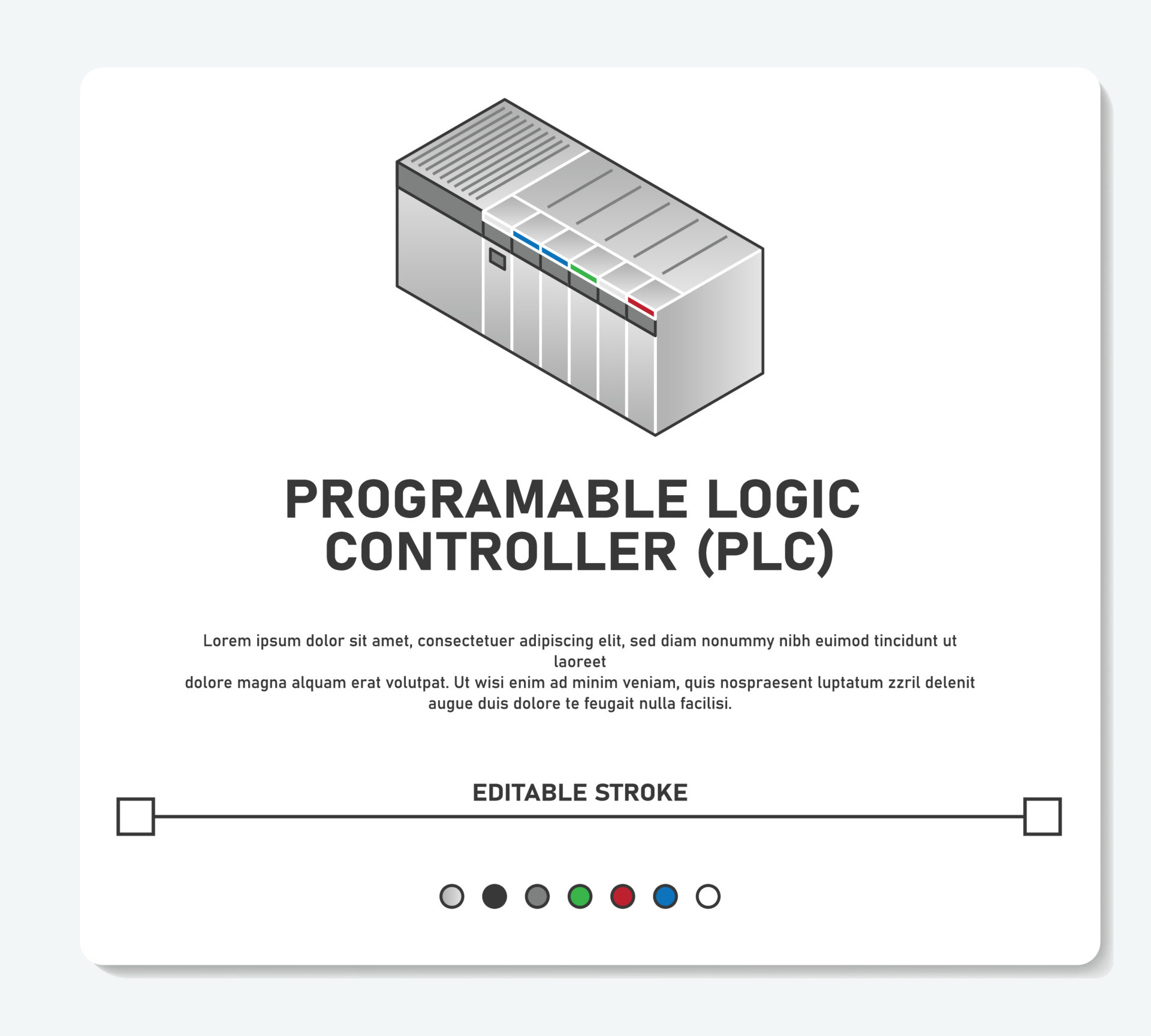 Industrial Plc Programable Logic Controller With Input And Output Simple Vector Editable Stroke