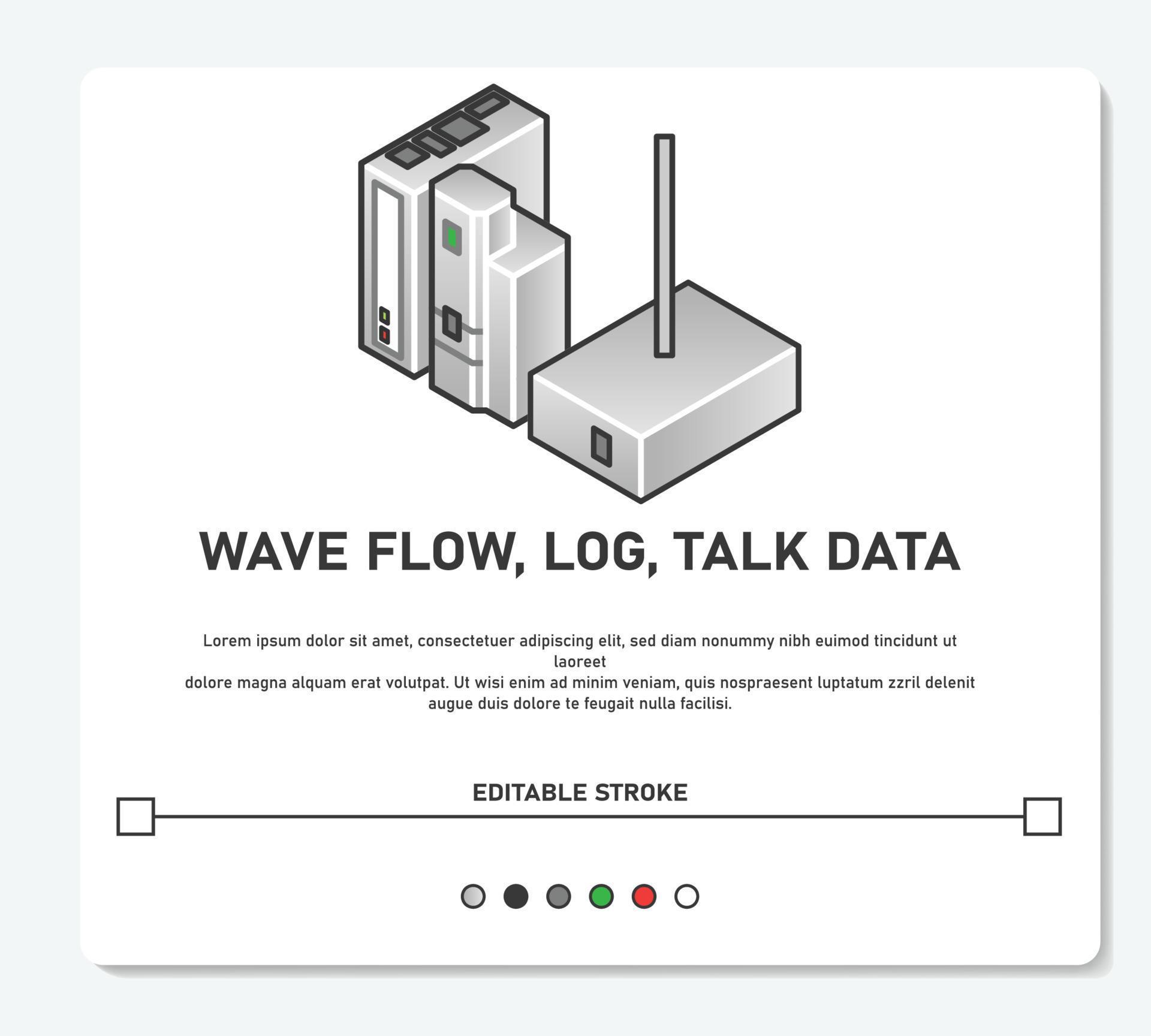 Wave Flow Log Talk Data Logger RTU Simple Vector Editable Stroke ...