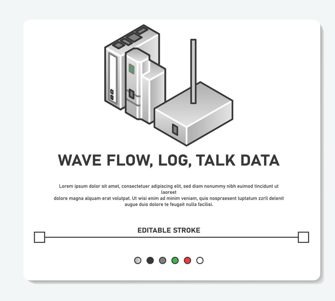 Wave Flow Log Talk Data Logger RTU Simple Vector Editable Stroke ...