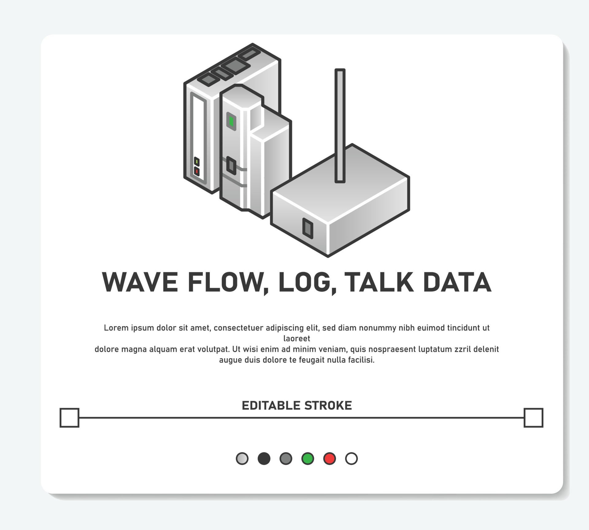 Wave Flow Log Talk Data Logger RTU Simple Vector Editable Stroke ...