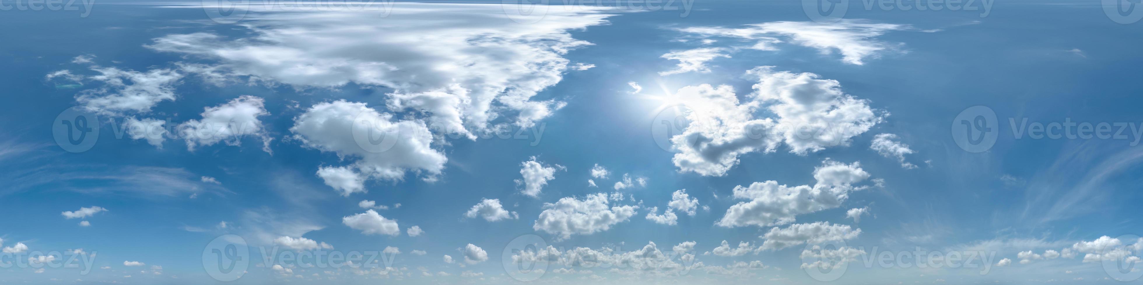 blue sky with beautiful clouds as seamless hdri 360 panorama view with zenith for use in 3d ...