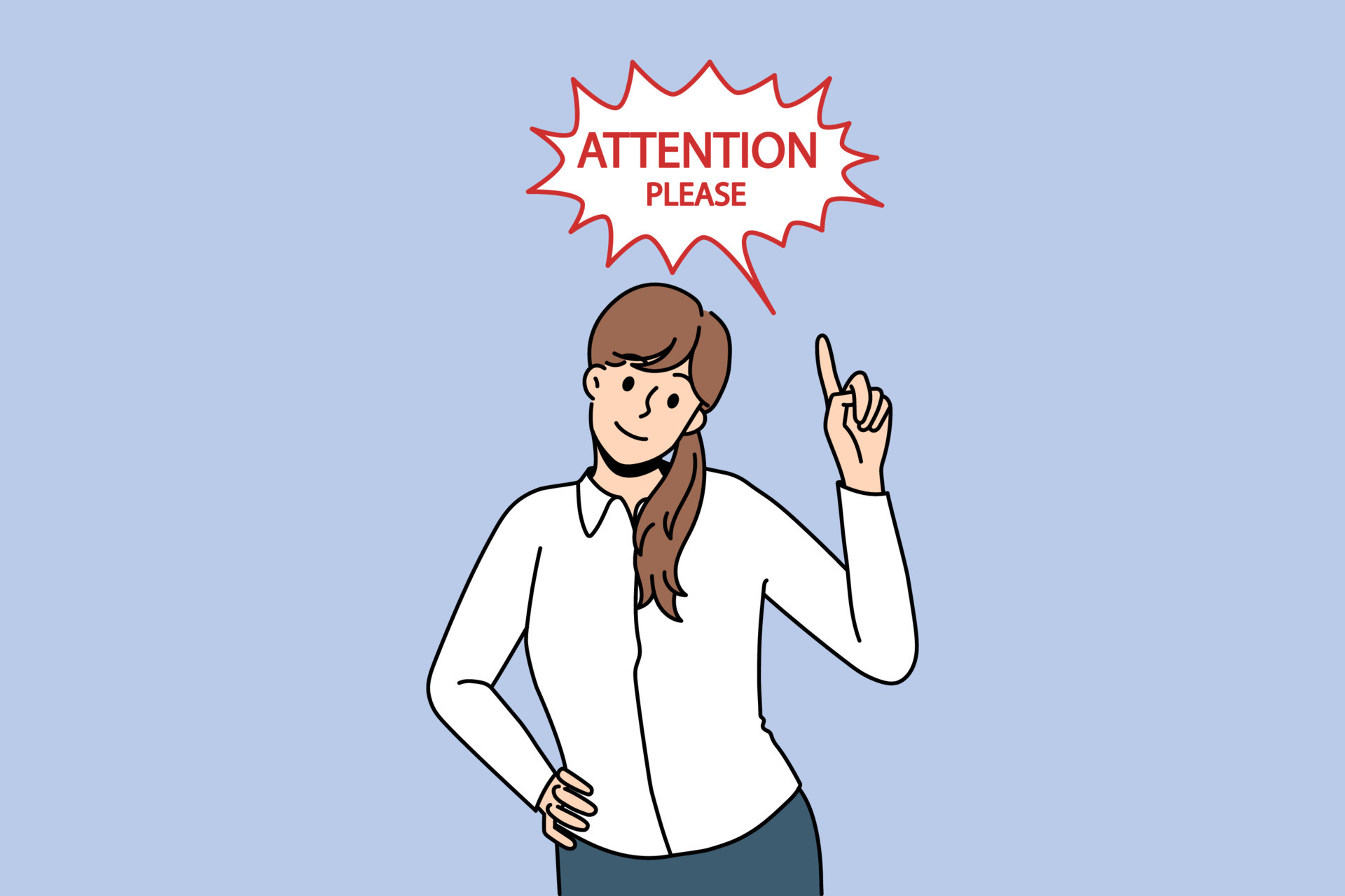 Getting attention and promotion concept. Young businesswoman standing ...