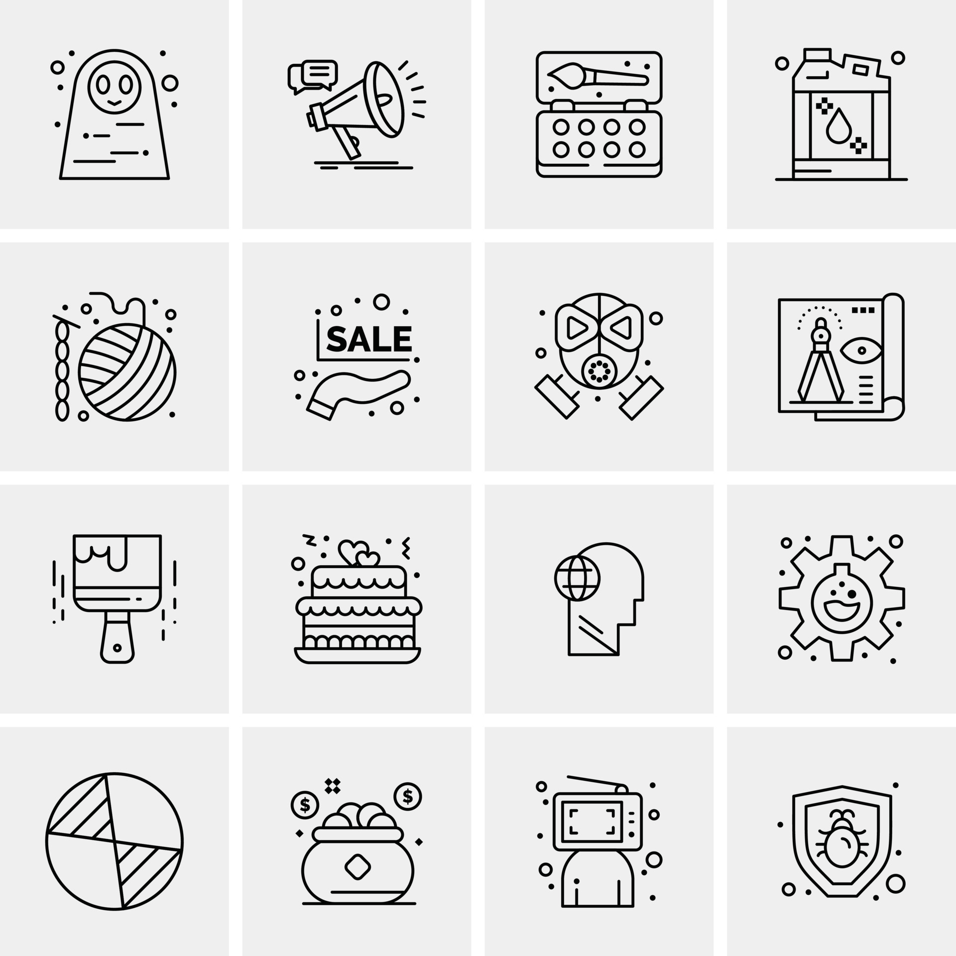 100 Universal Black Line Icons on White Background 13493092 Vector Art at Vecteezy