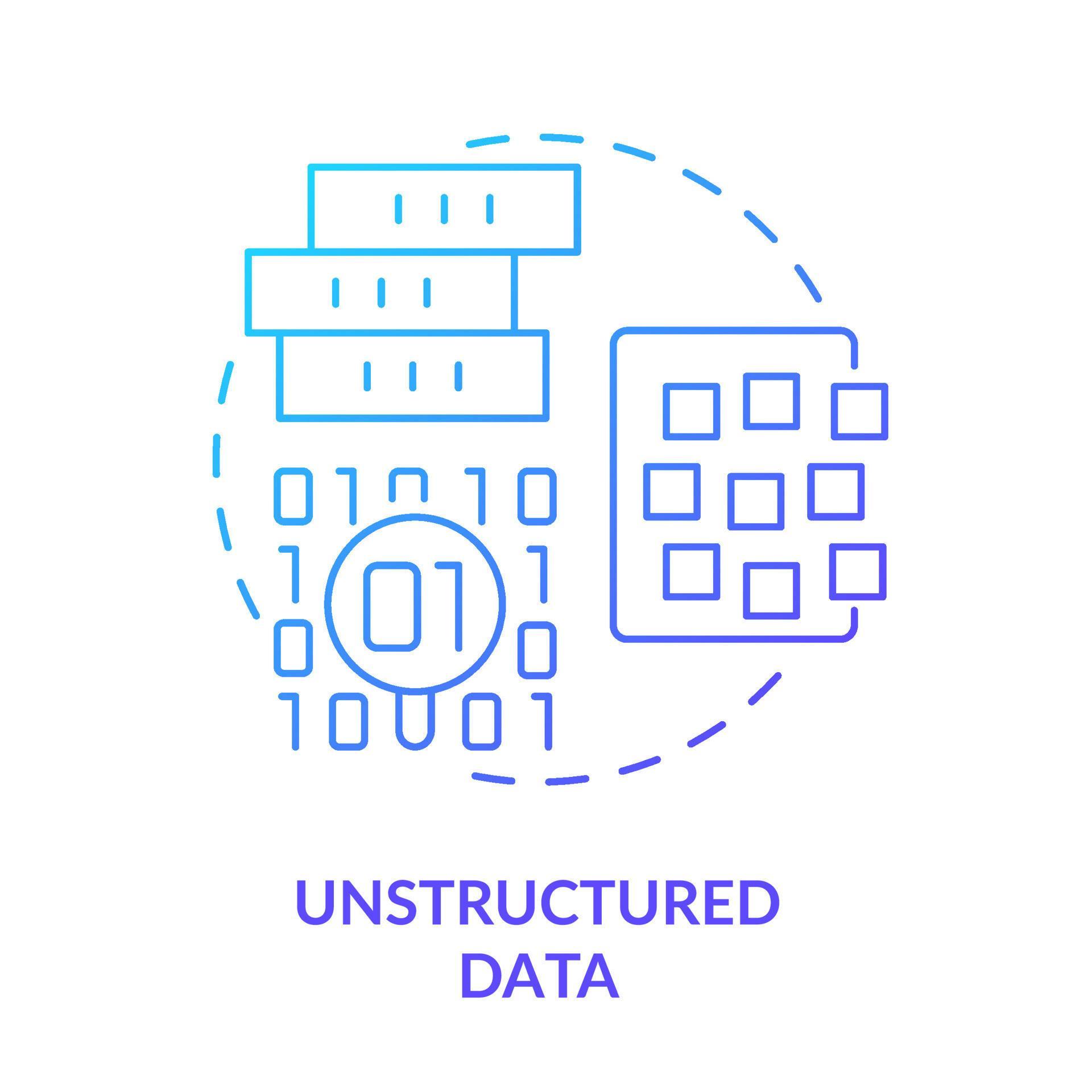 Unstructured Data Blue Gradient Concept Icon Big Data Type Abstract