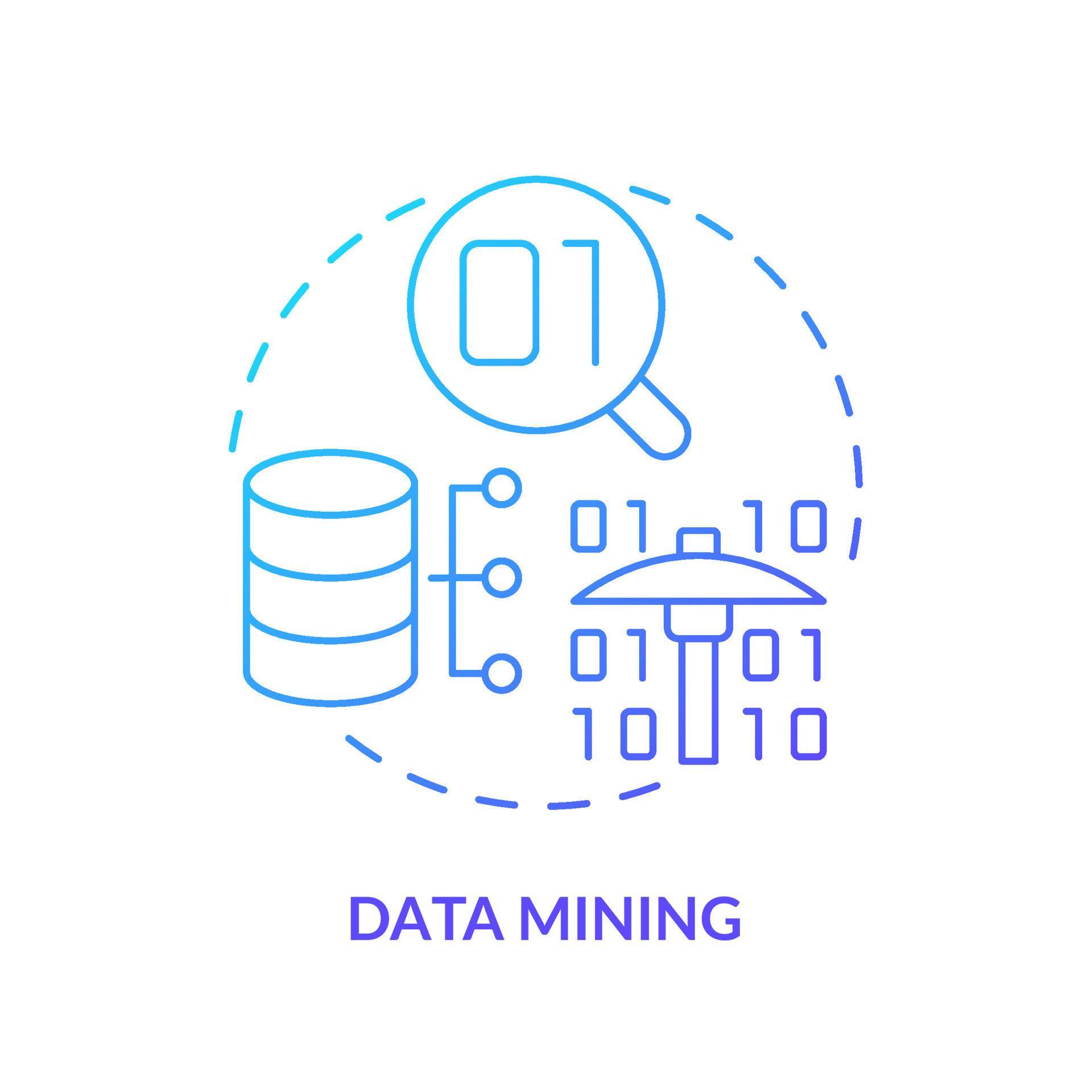 Data Mining Blue Gradient Concept Icon Examine Large Datasets Abstract