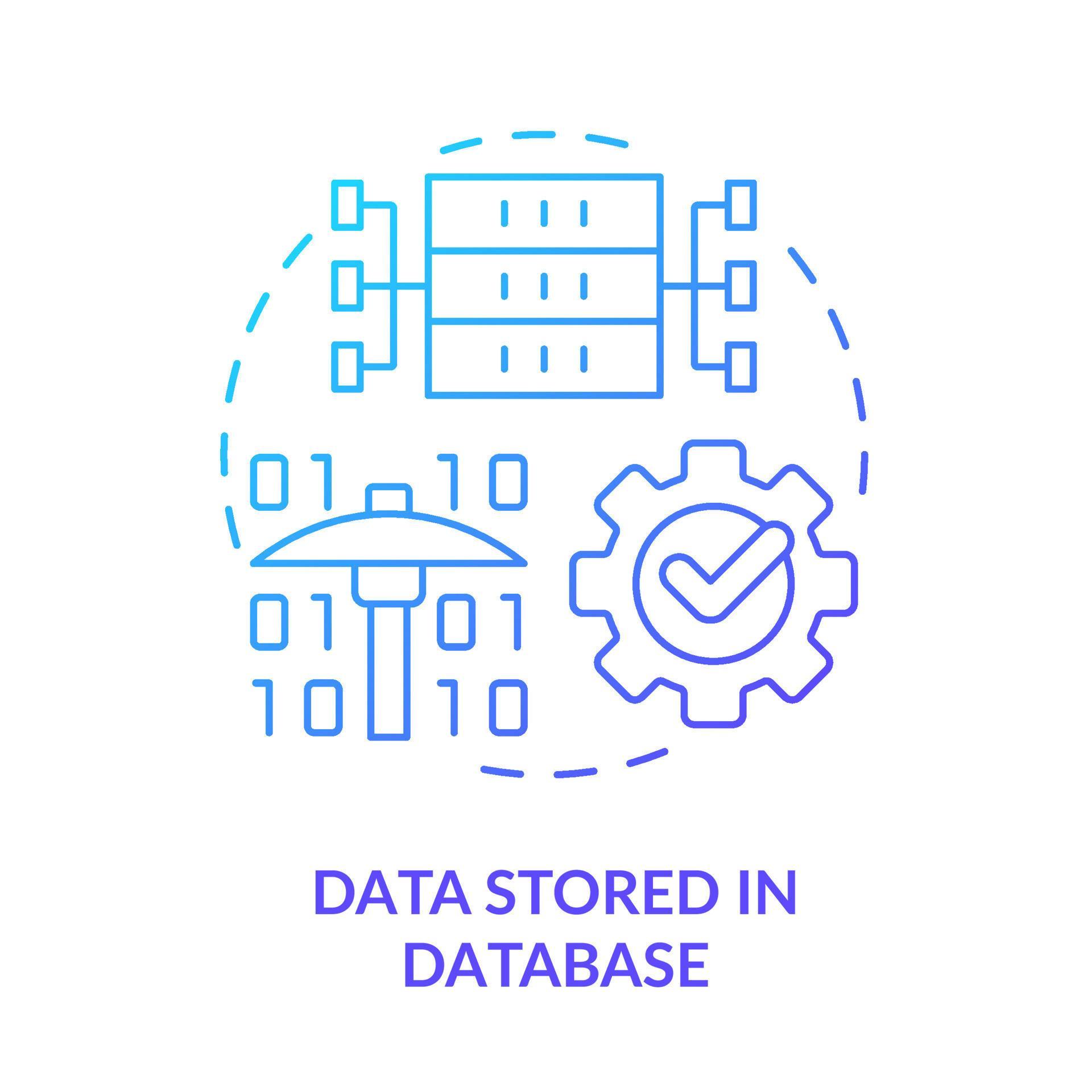Data Stored In Database Blue Gradient Concept Icon Database Management System Abstract Idea