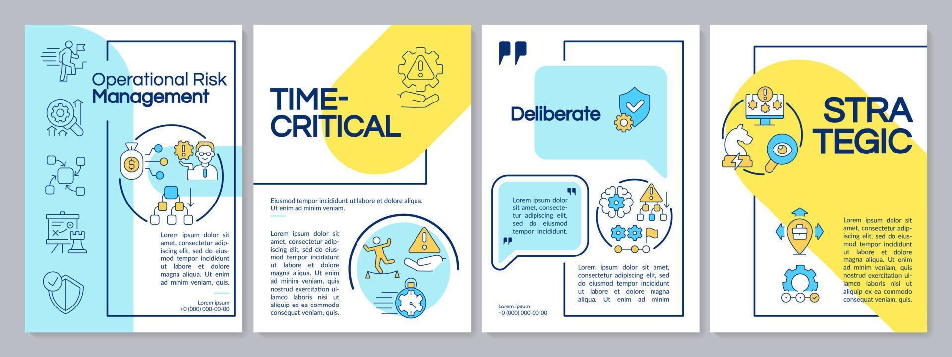 Operational Risk Management Levels Blue And Yellow Brochure Template Leaflet Design With Linear