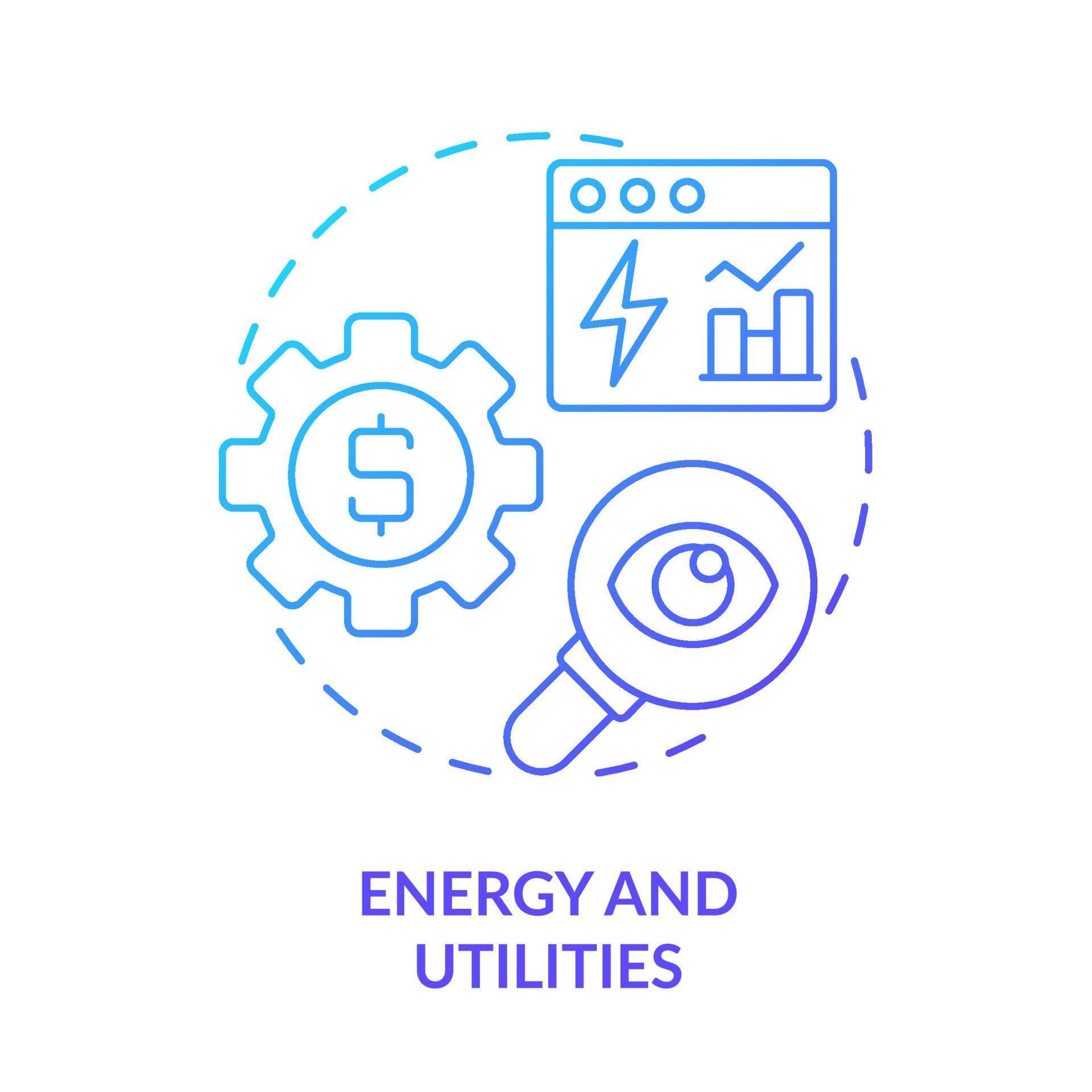 Energy and utilities blue gradient concept icon. Big data application ...