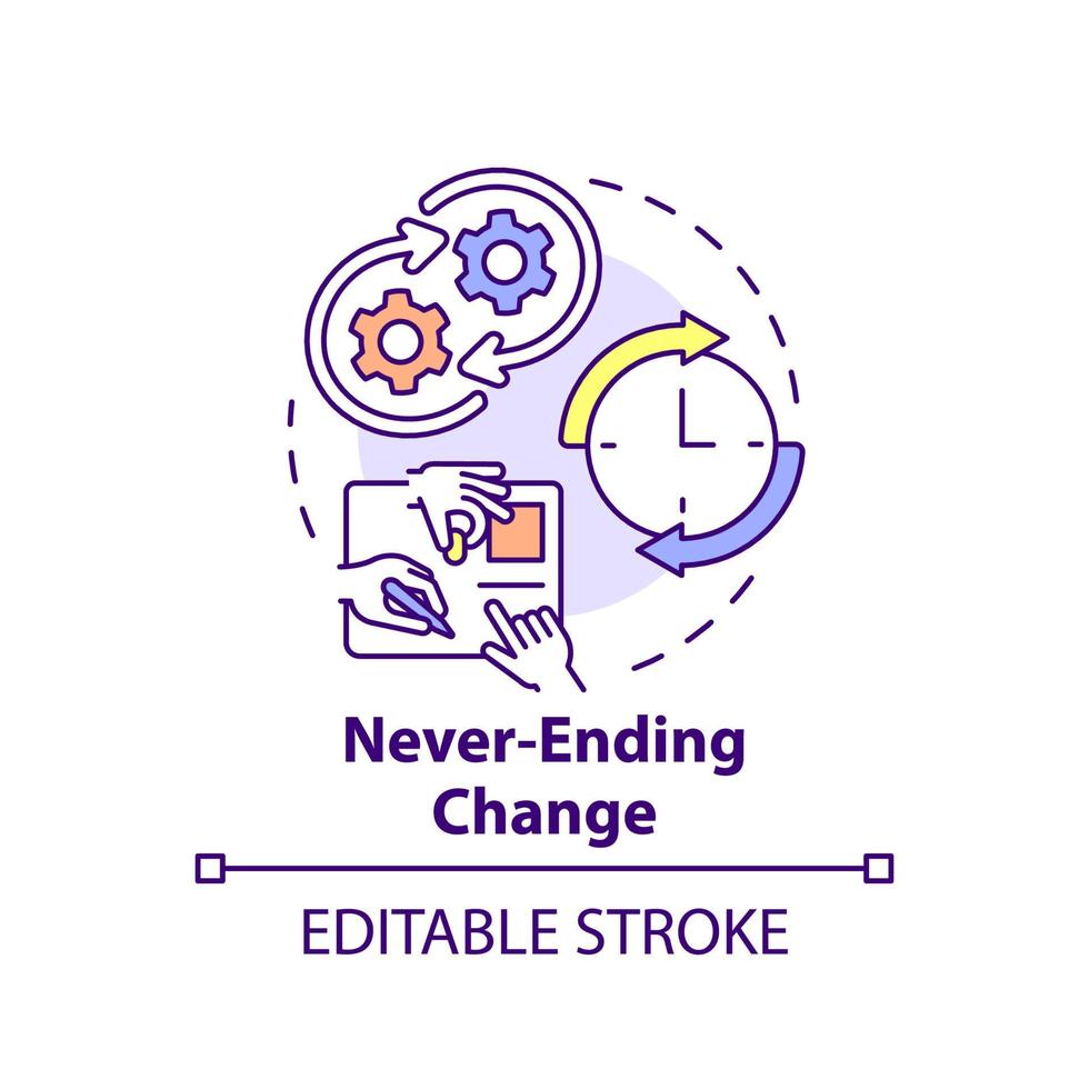 Never ending change concept icon. Digital transformation disadvantage abstract idea thin line ...