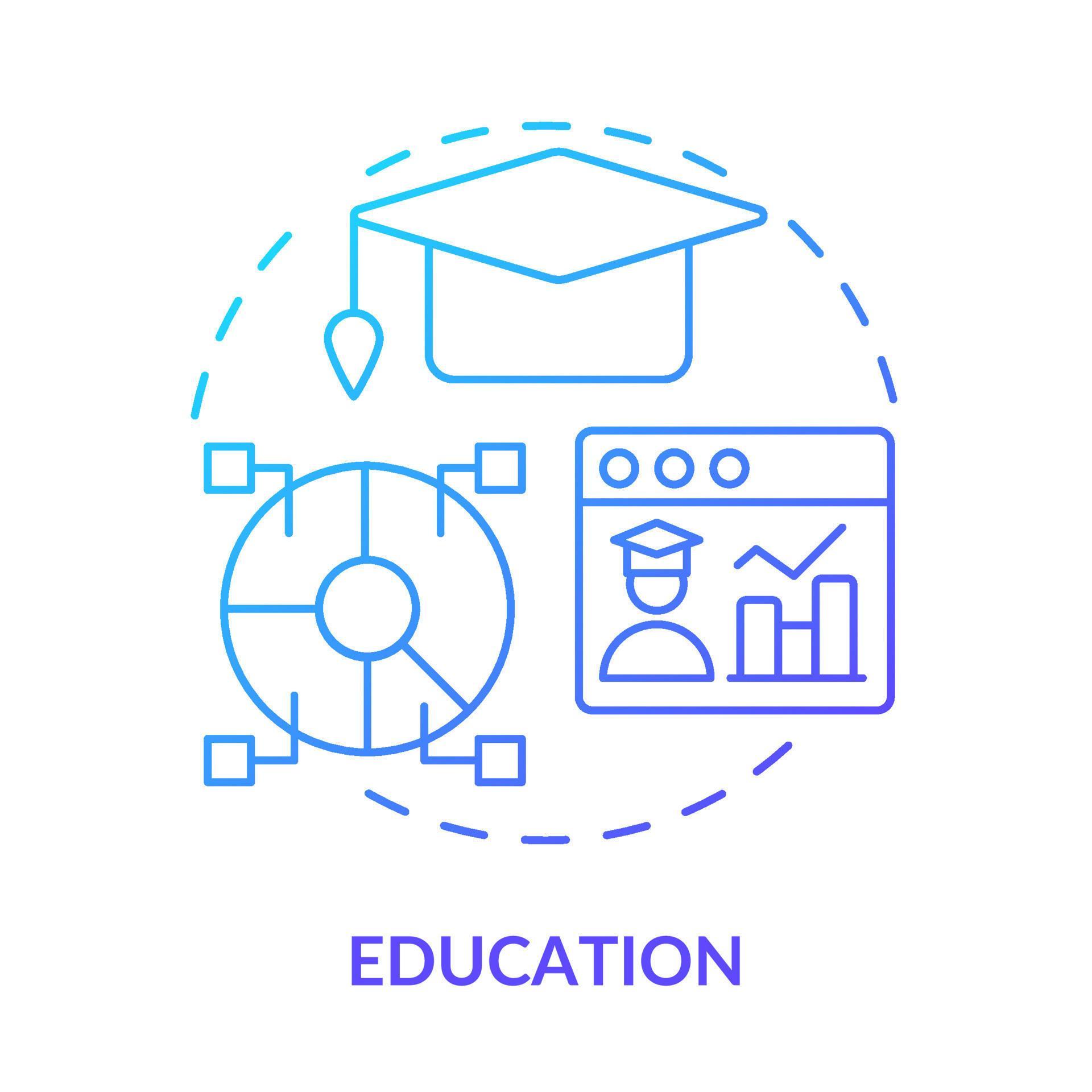 Education blue gradient concept icon. Big data application abstract ...