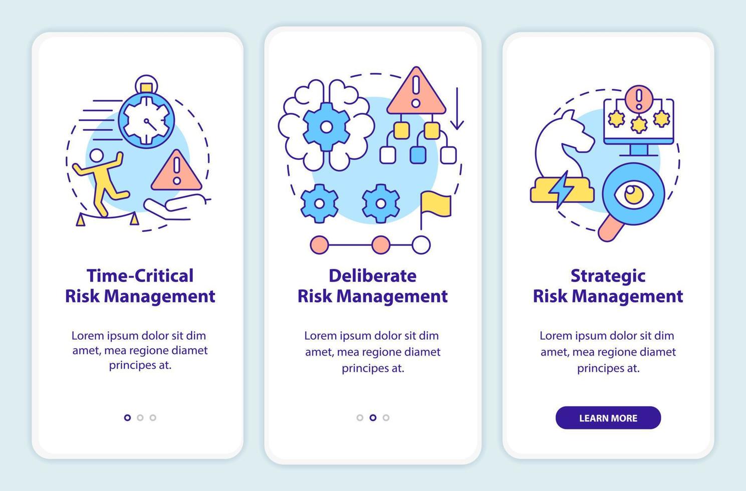 Operational Risk Management Levels Onboarding Mobile App Screen Business Walkthrough 3 Steps