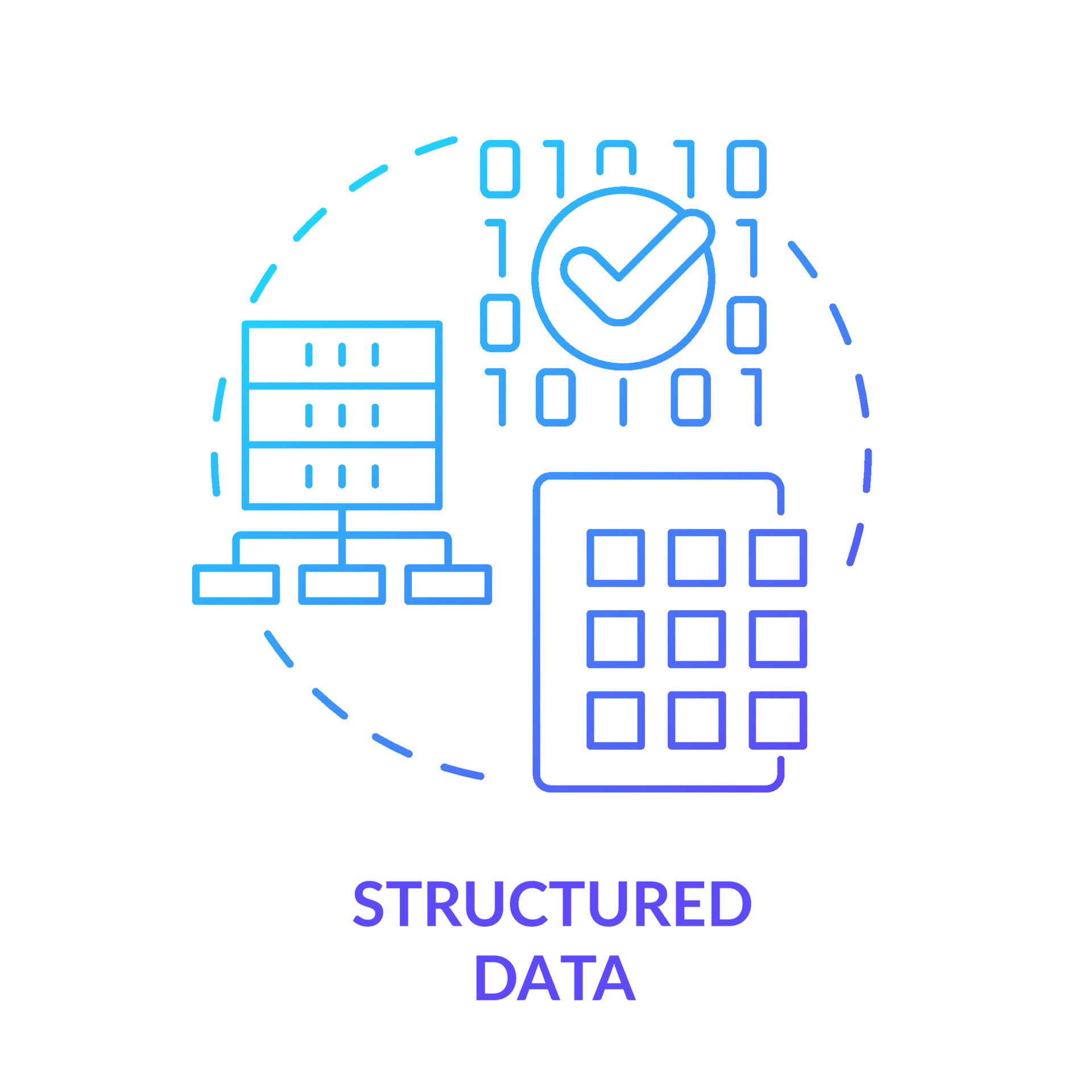 Structured Data Blue Gradient Concept Icon Big Data Type Abstract Idea