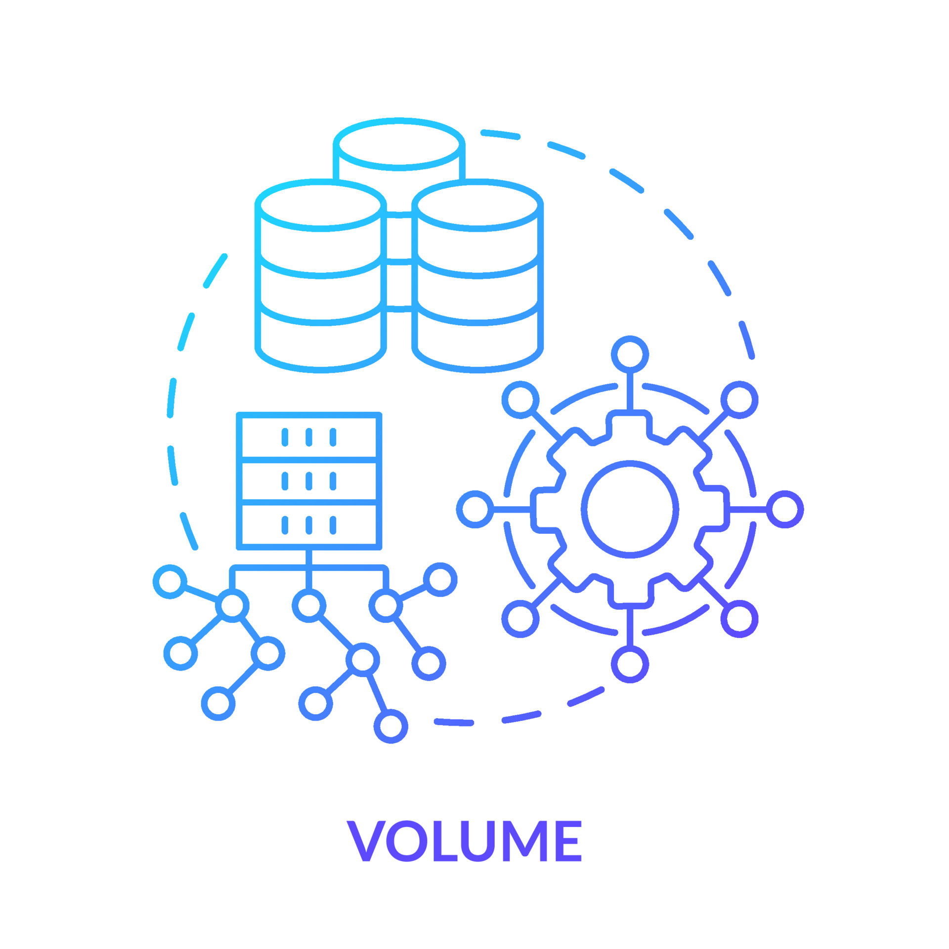 Volume Blue Gradient Concept Icon Big Data Characteristic Abstract Idea Thin Line Illustration