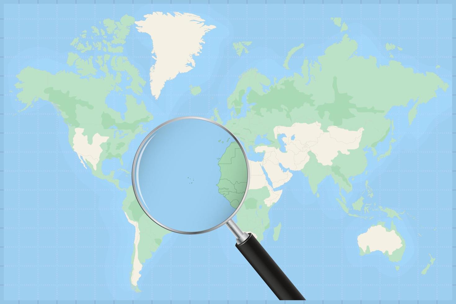 Map of the world with a magnifying glass on a map of Cape Verde. 13497728 Vector Art at Vecteezy