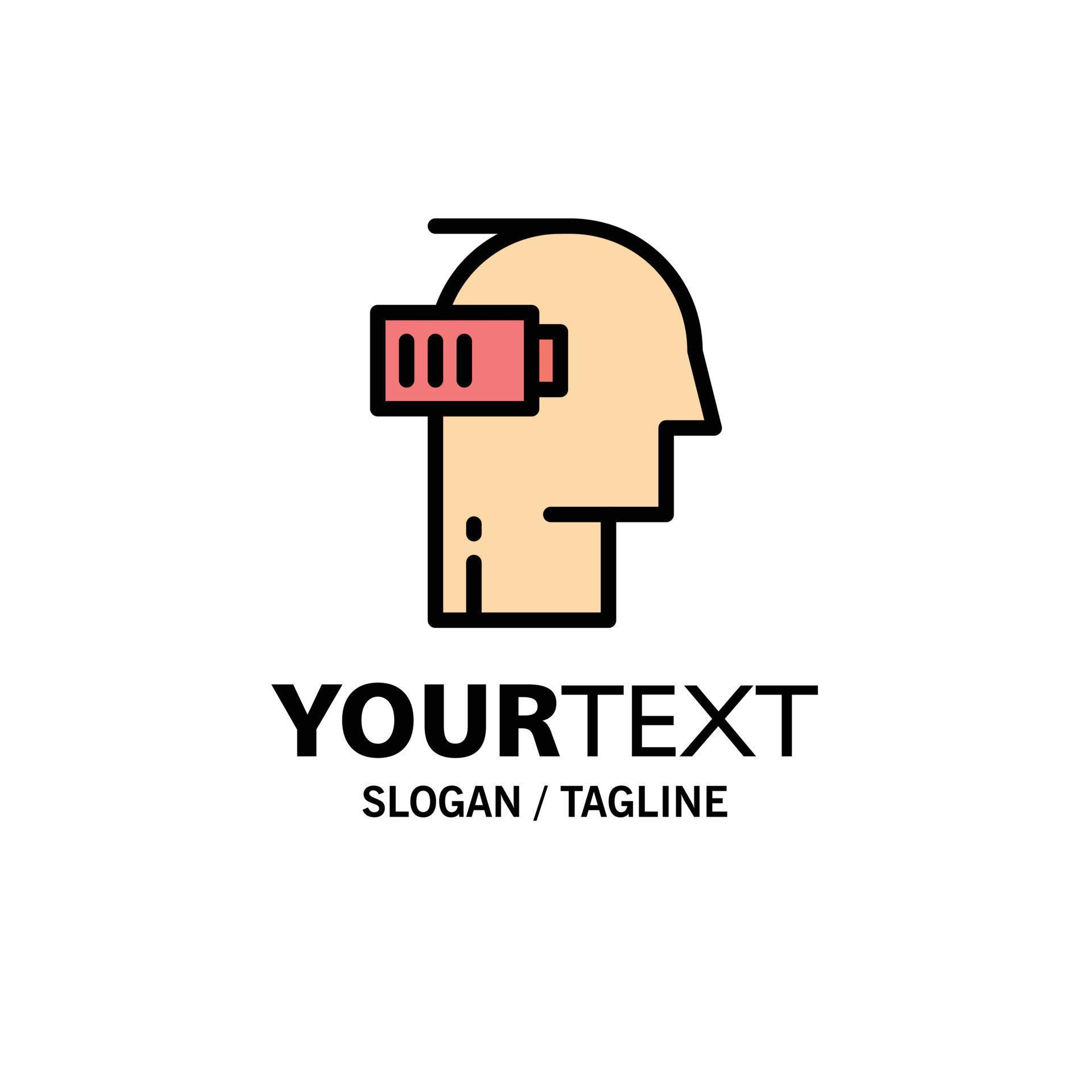 Battery Exhaustion Low Mental Mind Business Logo Template Flat Color ...