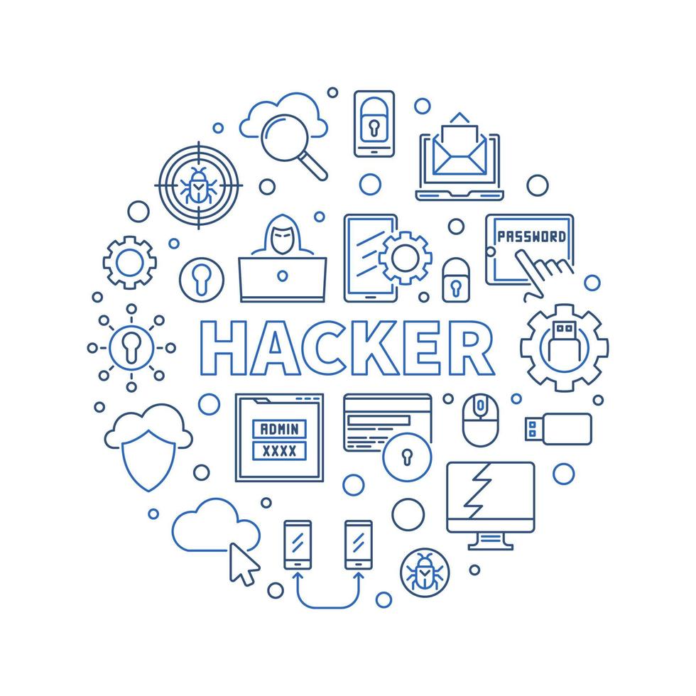 Hacker vector round concept linear illustration 13507821 Vector Art at ... Hacker vector round concept linear illustration 13507821 Vector Art at ...