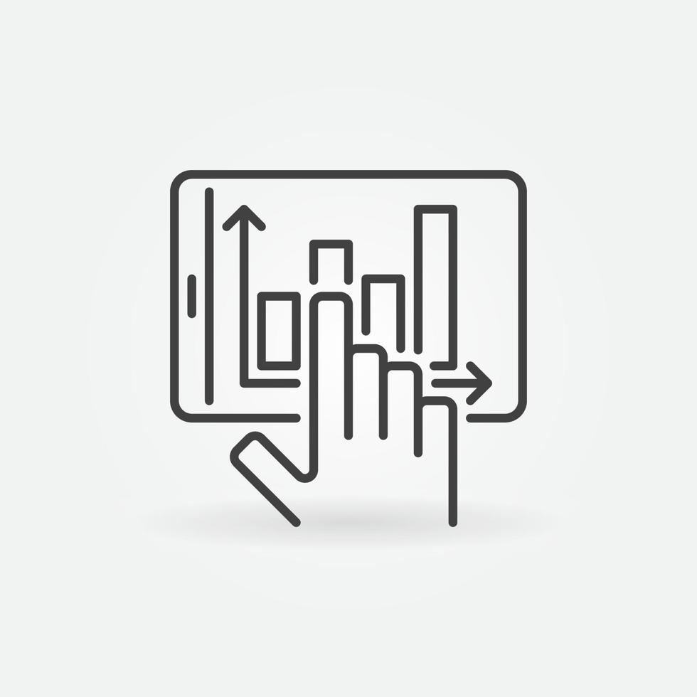 Hand And Tablet With Graph Outline Vector Concept Icon 13507825 Vector Art At Vecteezy