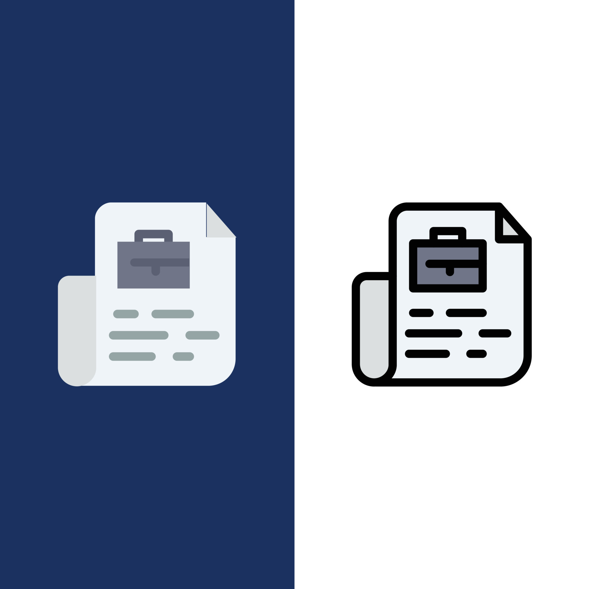 Document Job File Bag Icons Flat And Line Filled Icon Set Vector Blue Background 13508004 Vector