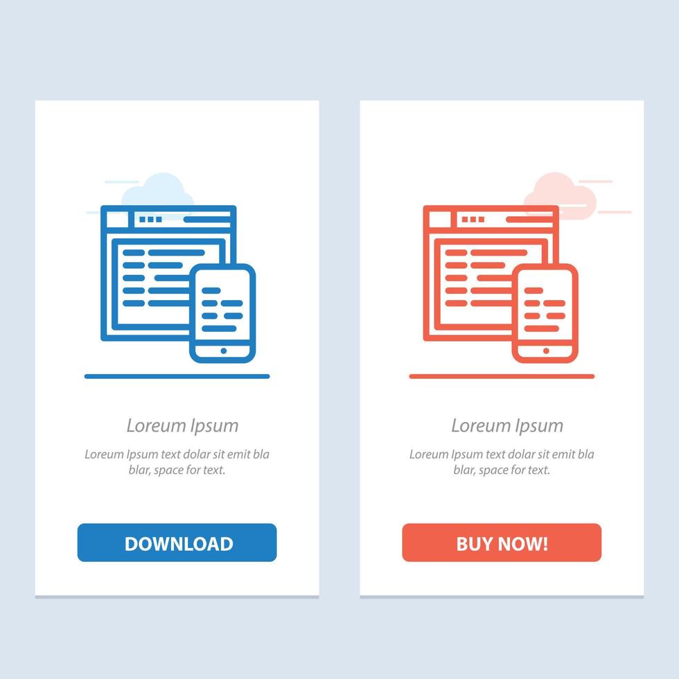 Responsive Design Website Mobile Blue And Red Download And Buy Now Web Widget Card Template