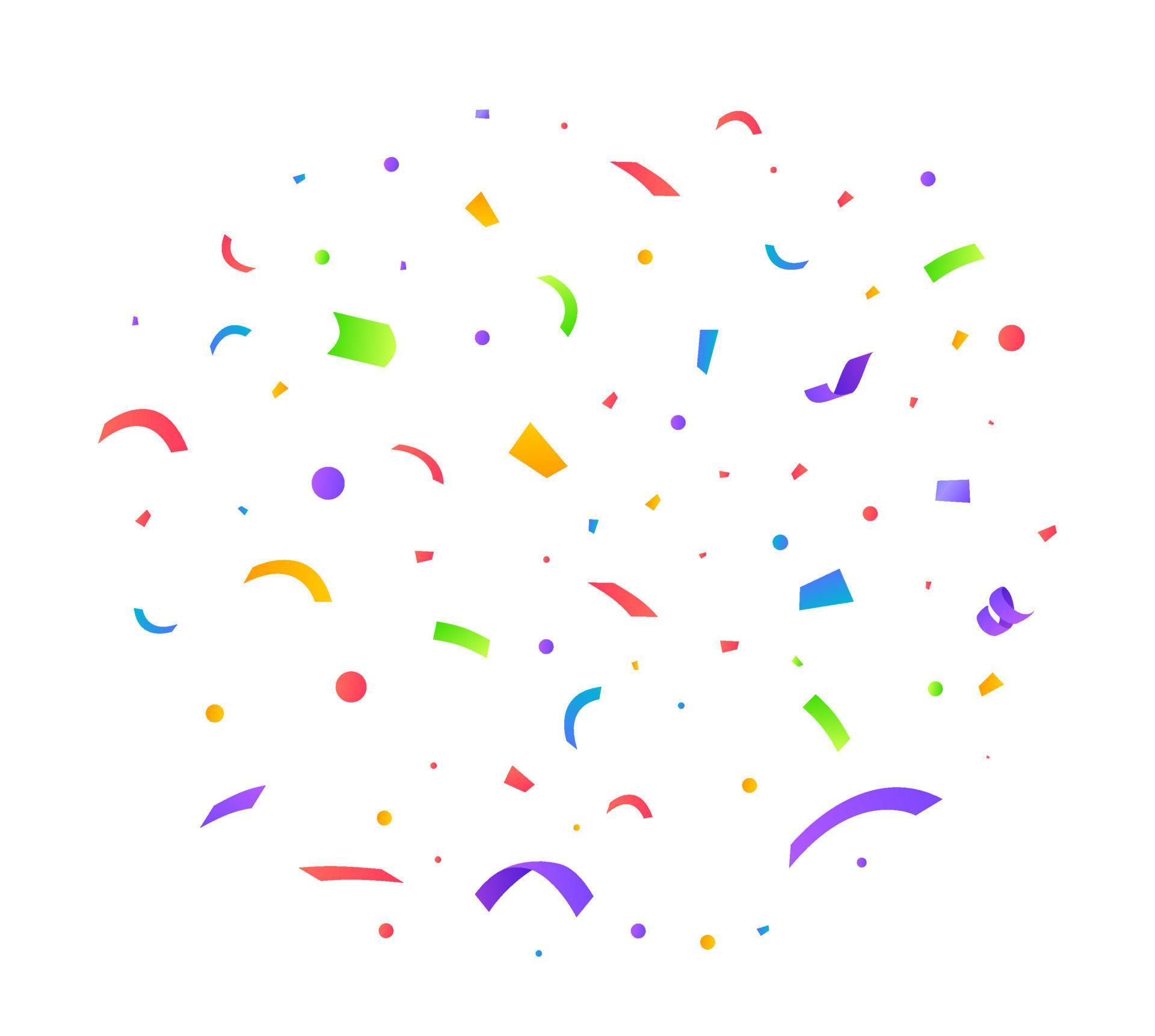 Colorful bright confetti isolated on transparent background. Festive vector illustration ...