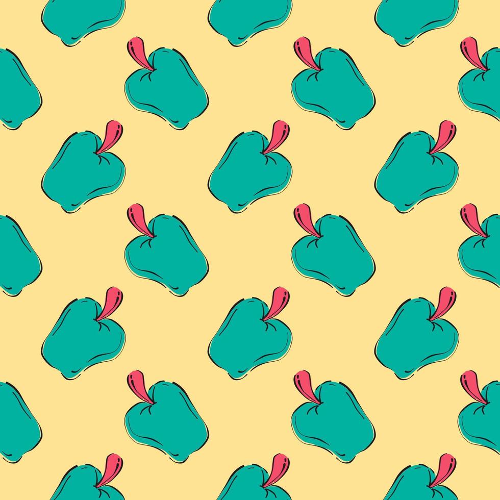 Green Apples Seamless Pattern On Beige Background 13509725 Vector Art