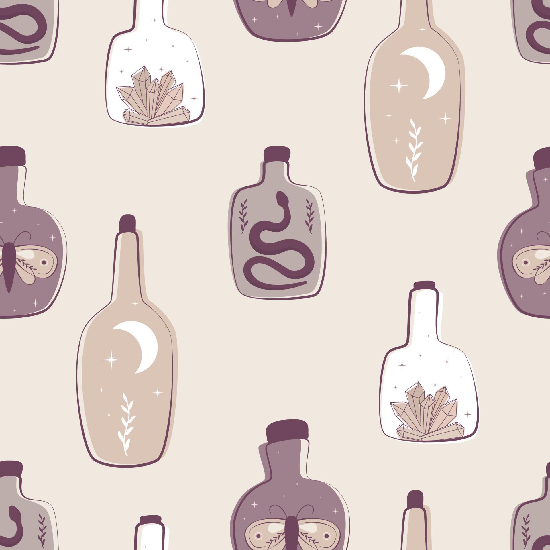 pattern with magic bottles 13511210 Vector Art at Vecteezy