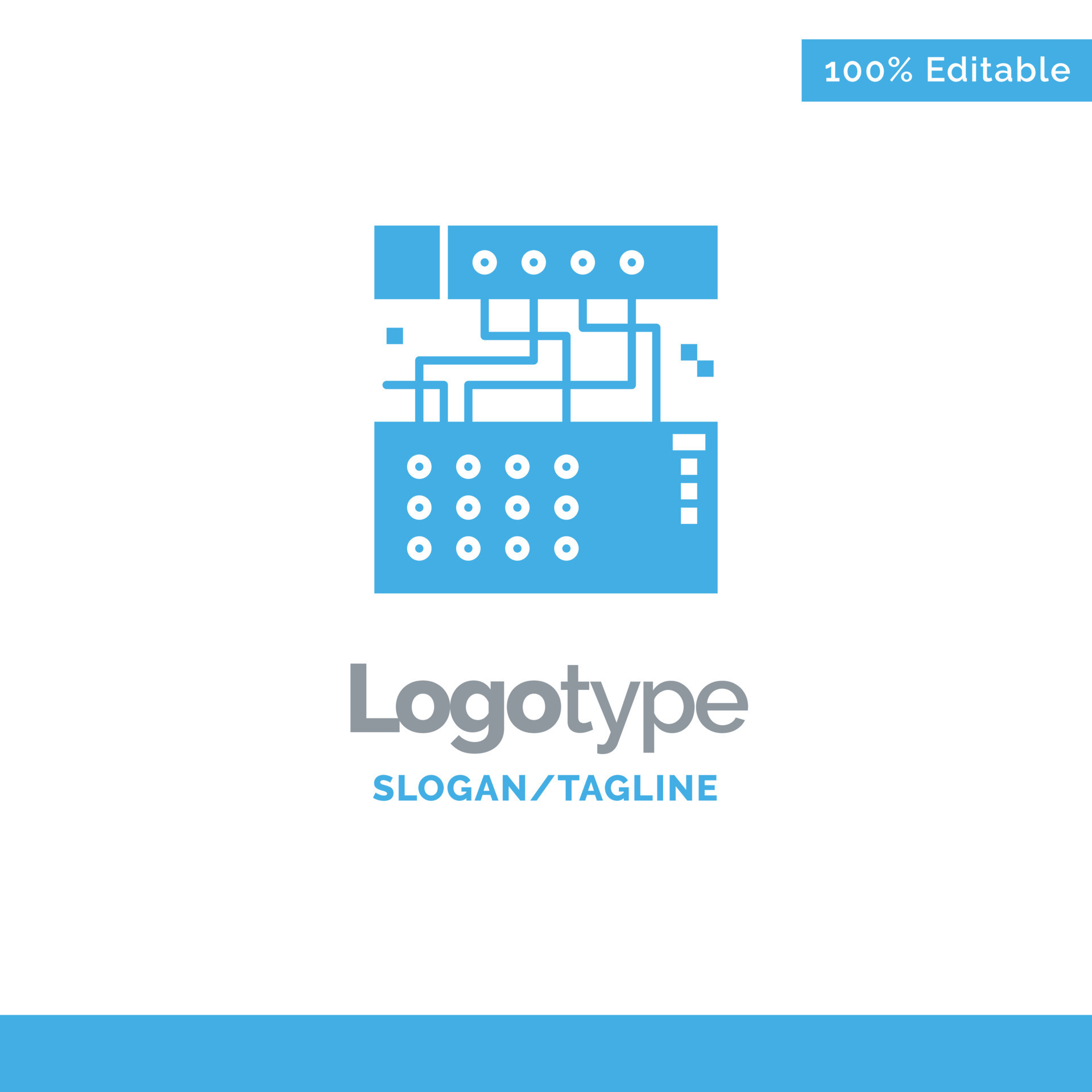 Analog Connection Device Module Sound Blue Solid Logo Template Place