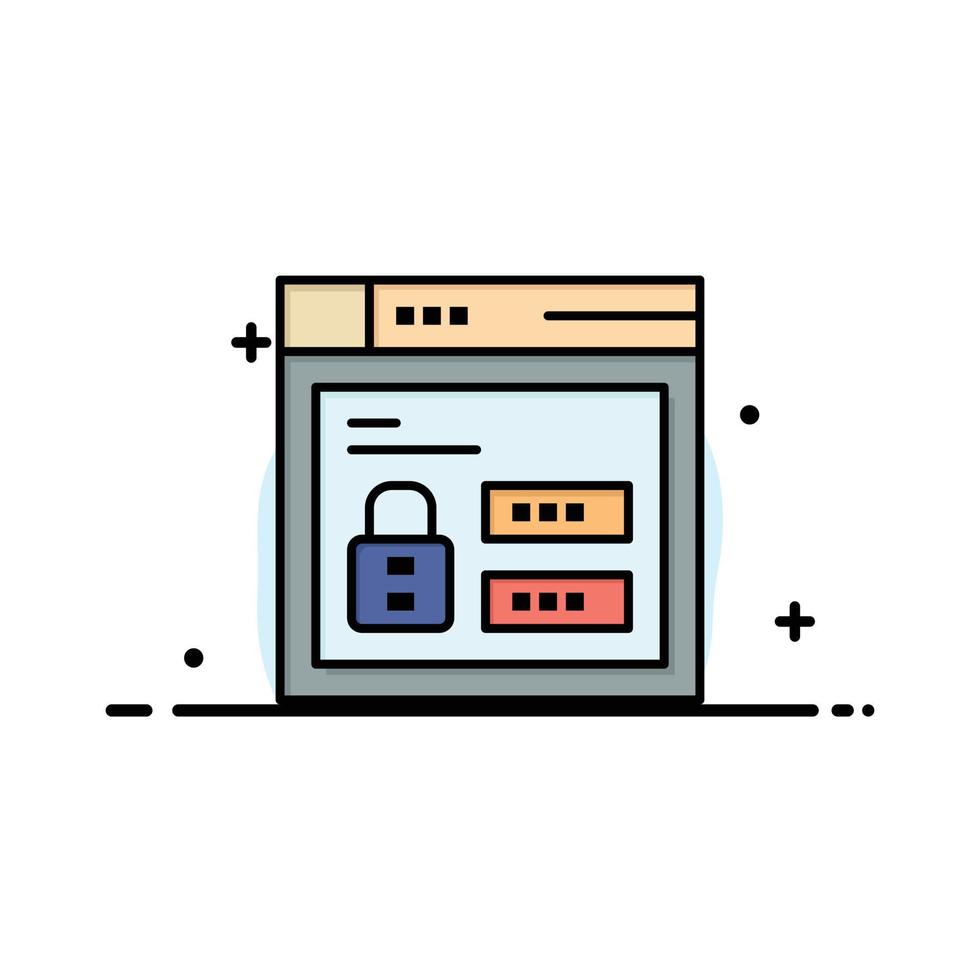 Browser Web Lock Code Business Flat Line Filled Icon Vector Banner