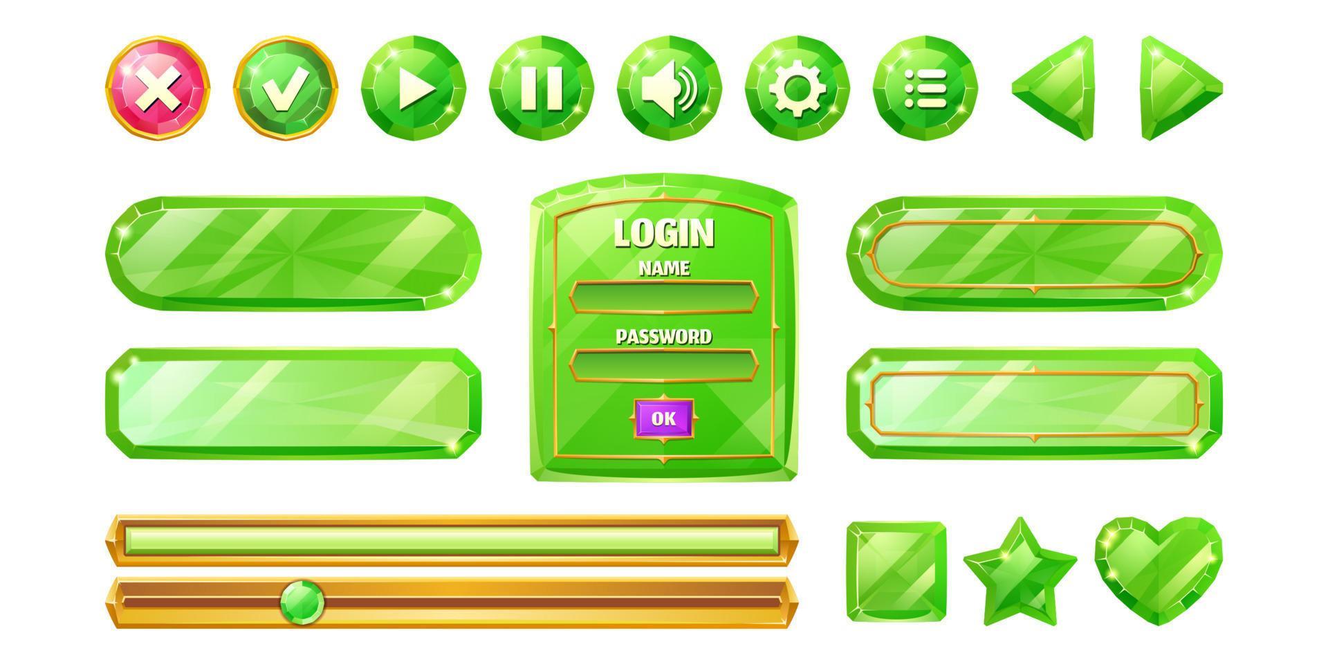 Diamond game menu interface, crystal ui buttons 13515208 Vector Art at Vecteezy