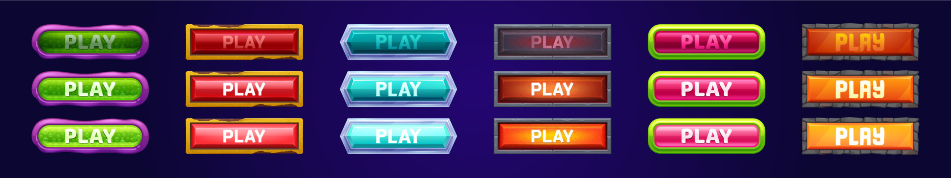 Play Buttons For Game Menu Interface 13515210 Vector Art At Vecteezy
