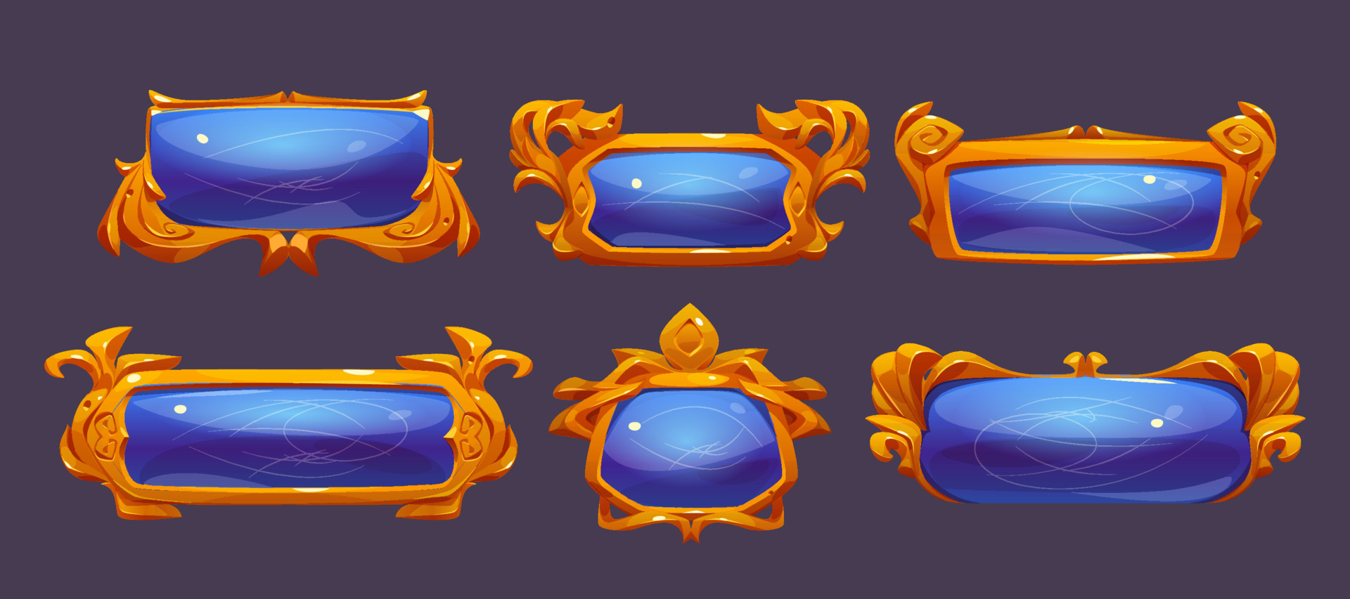 Game ui frames, gold medieval menu elements set 13515248 Vector Art at Vecteezy