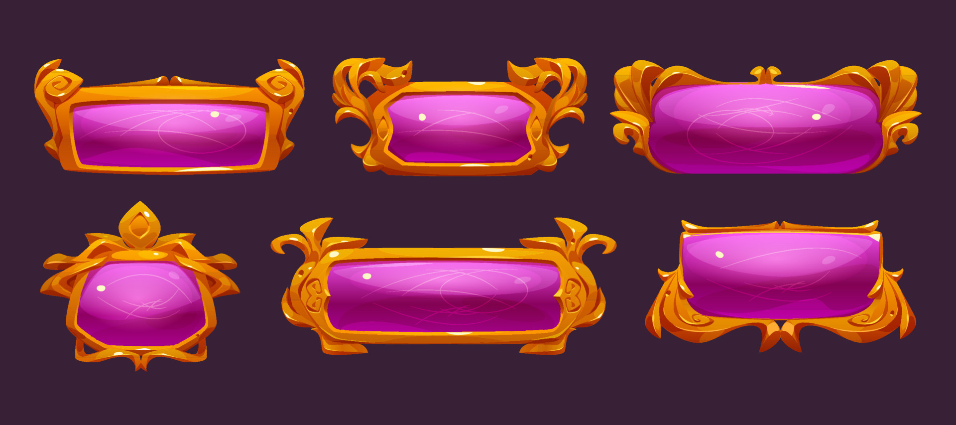 Fantasy Pink Game Buttons With Gold Frames 13515309 Vector Art At Vecteezy