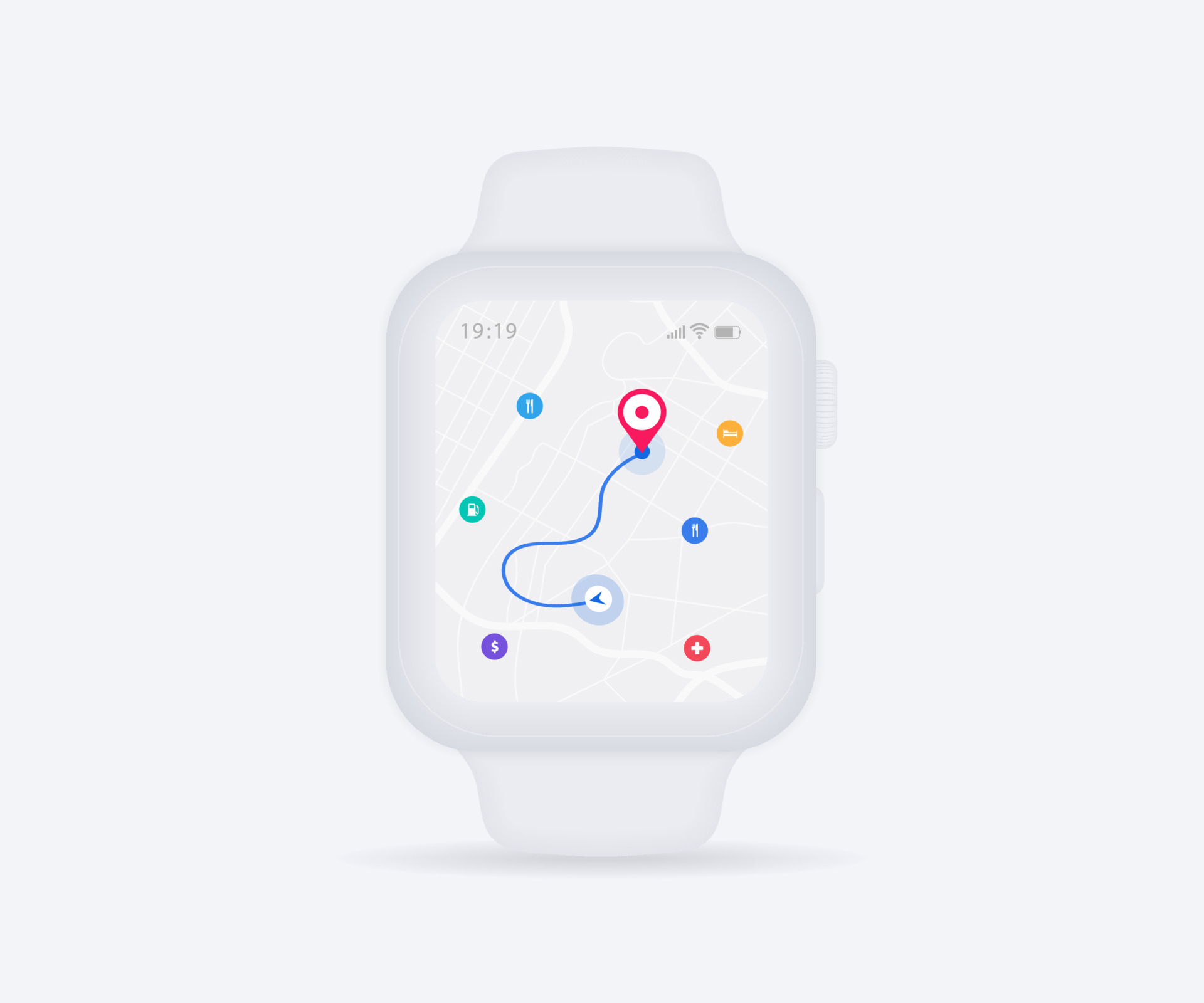 Smartwatch Map Gps Navigation App Ux Ui Concept Clock Map Application
