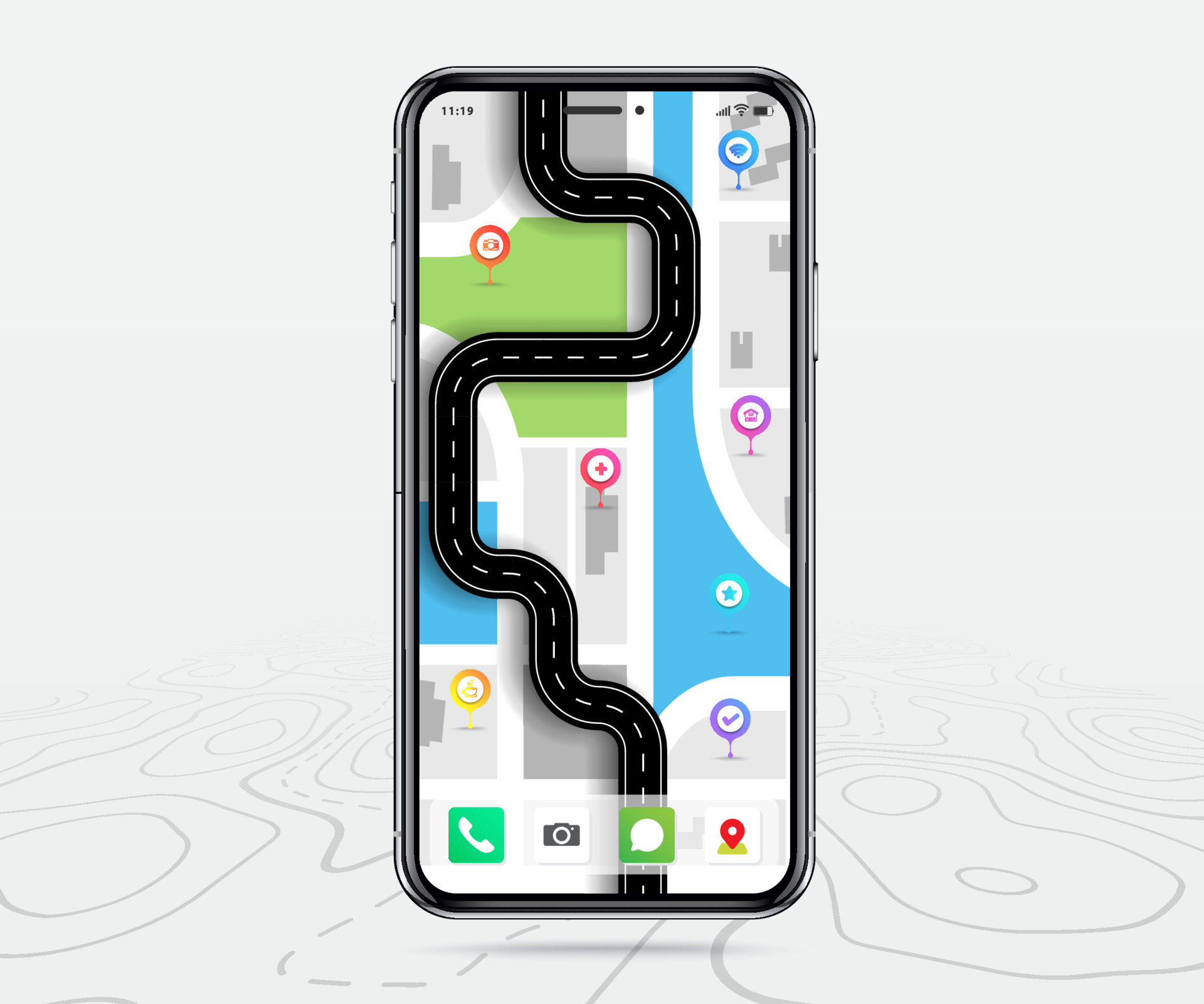 Map GPS navigation app ux ui concept, Mobile map application ... Map GPS navigation app ux ui concept, Mobile map application ...