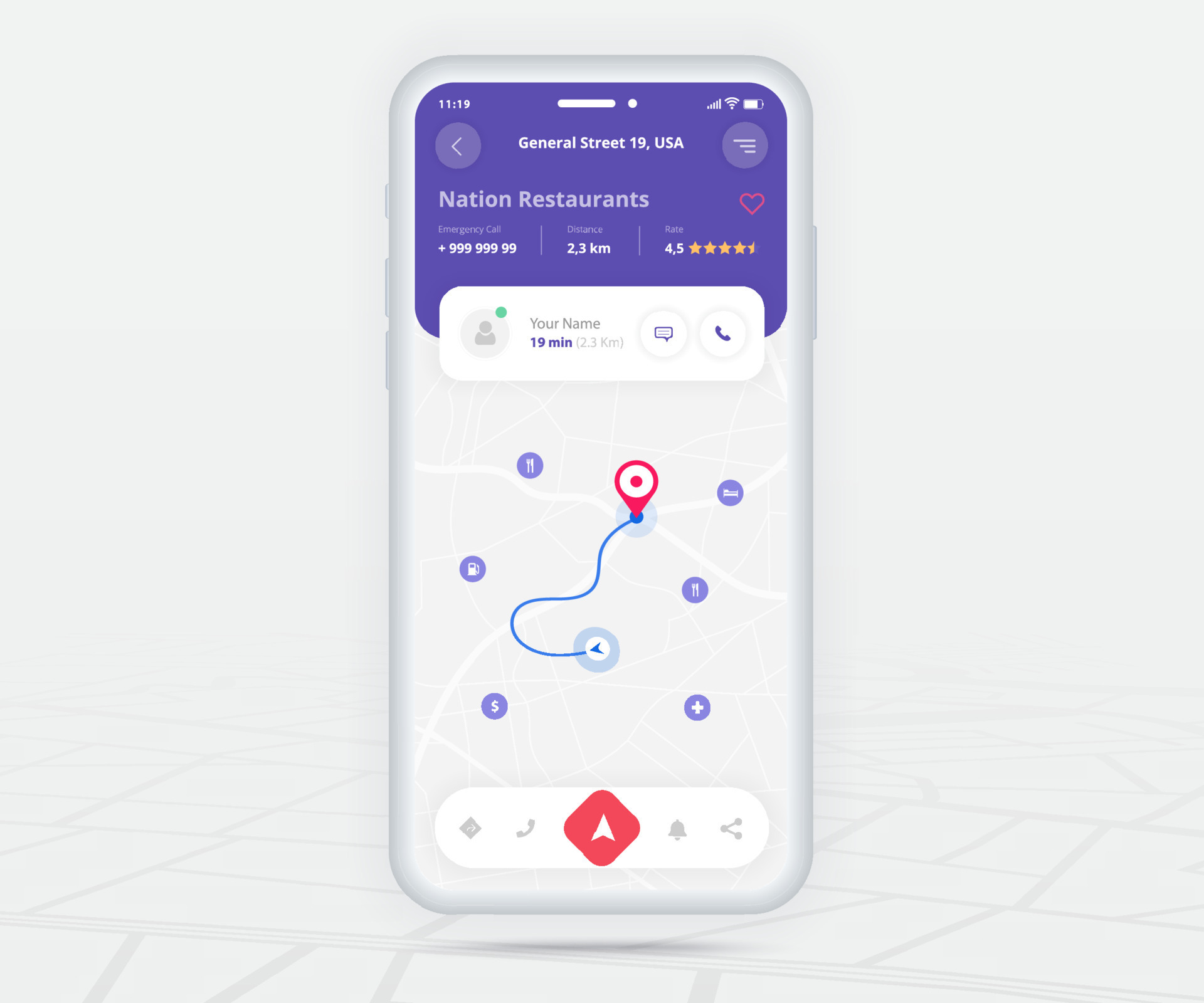 Map Gps Navigation App Ux Ui Concept Mobile Map Application Smartphone App Search Map
