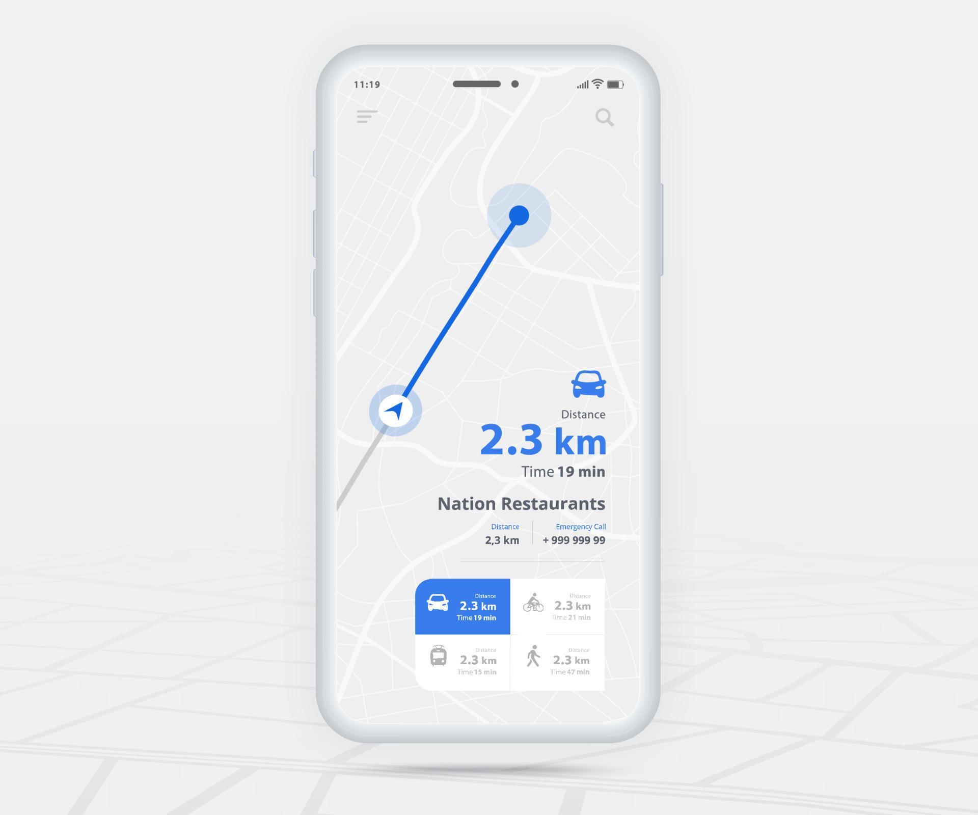 Map Gps Navigation App Ux Ui Concept Mobile Map Application
