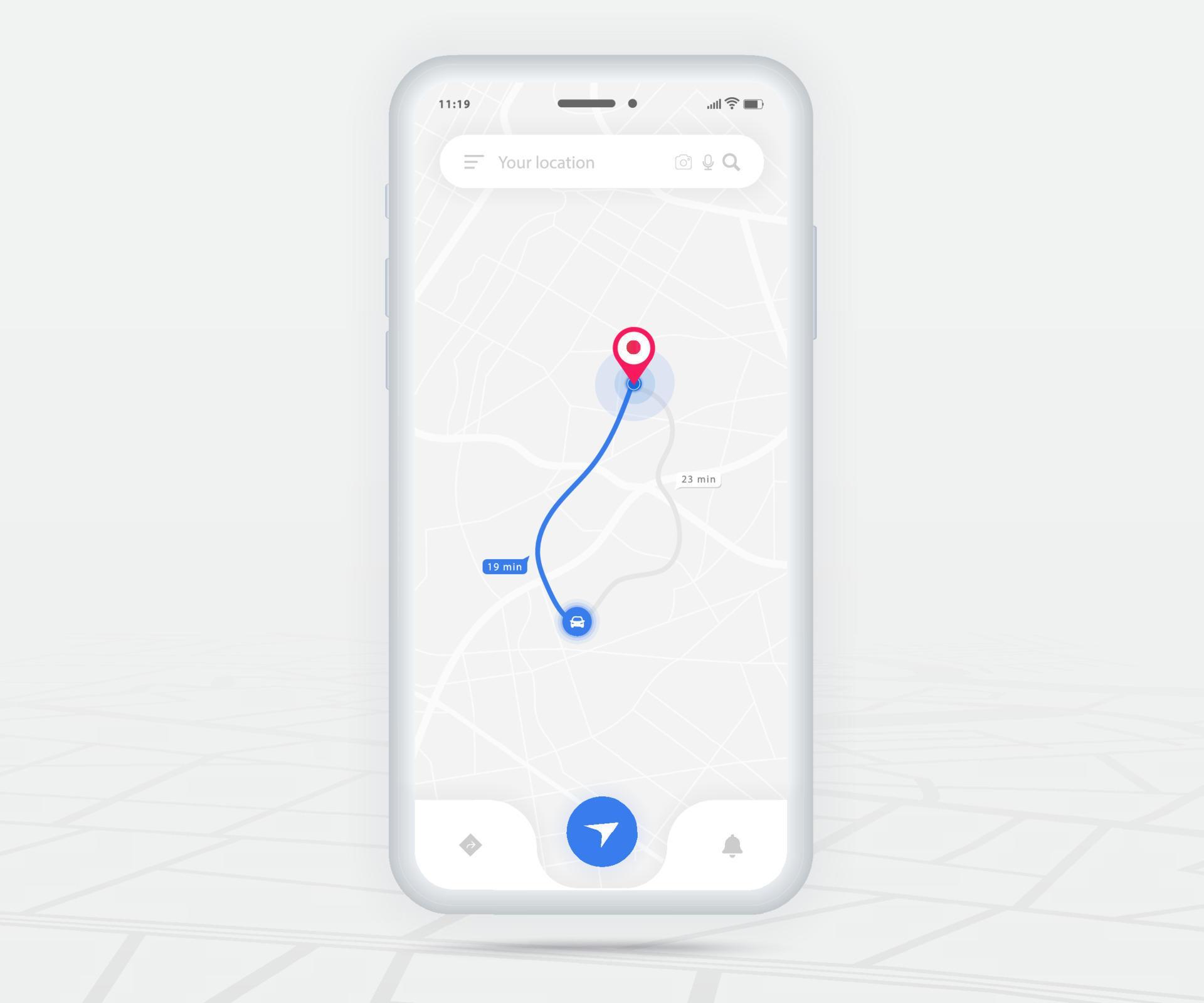 Map Gps Navigation App Ux Ui Concept Mobile Map Application