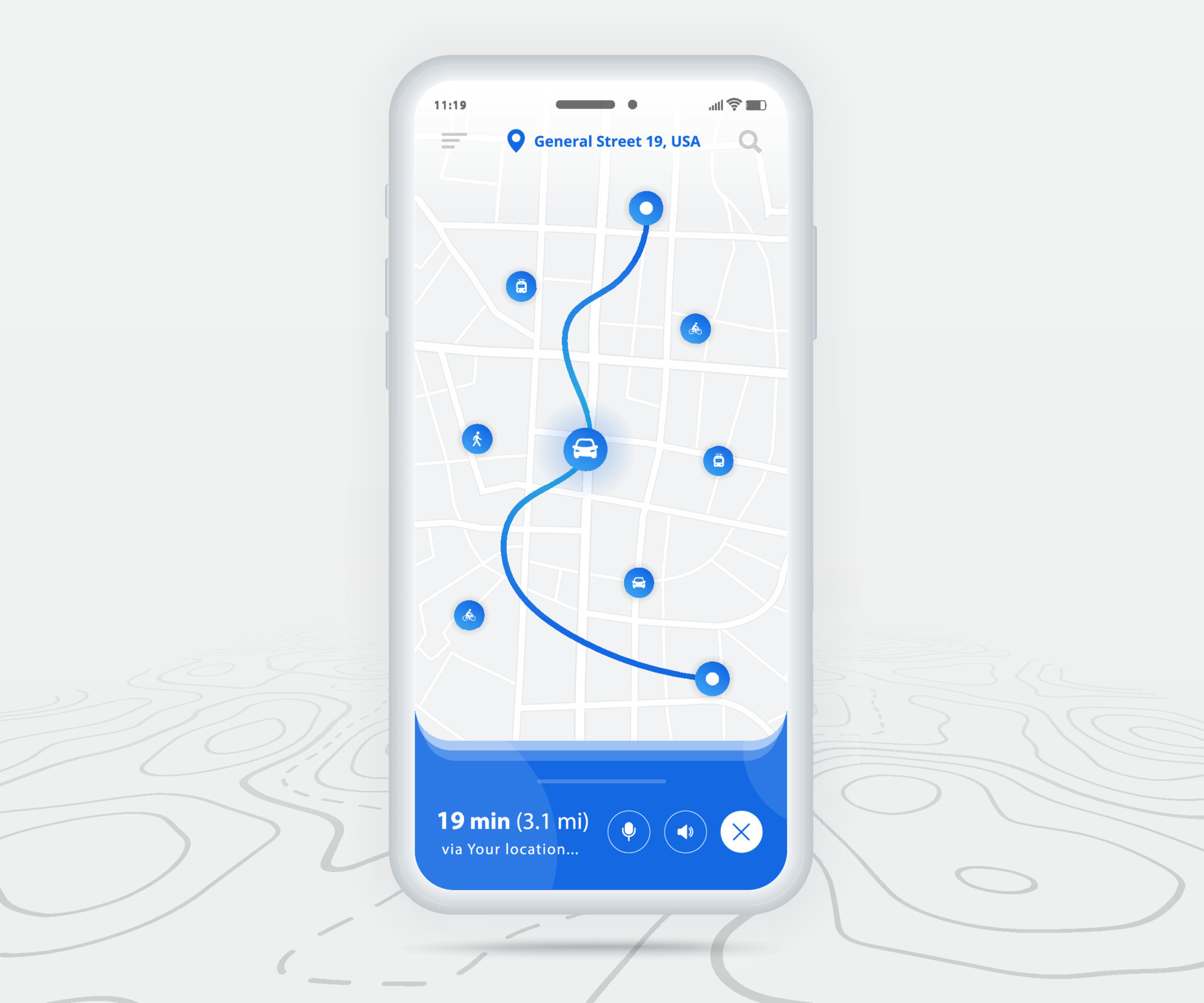 Map Gps Navigation Ux Ui Concept Smartphone Map Application And