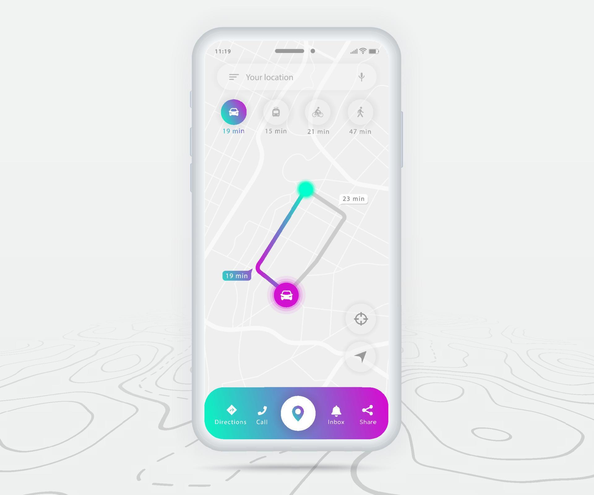 Map Gps Navigation Ux Ui Concept Smartphone Map Application