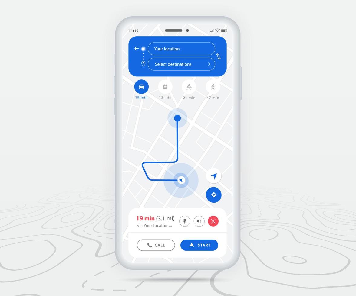 Map Gps Navigation Ux Ui Concept Smartphone Map Application And